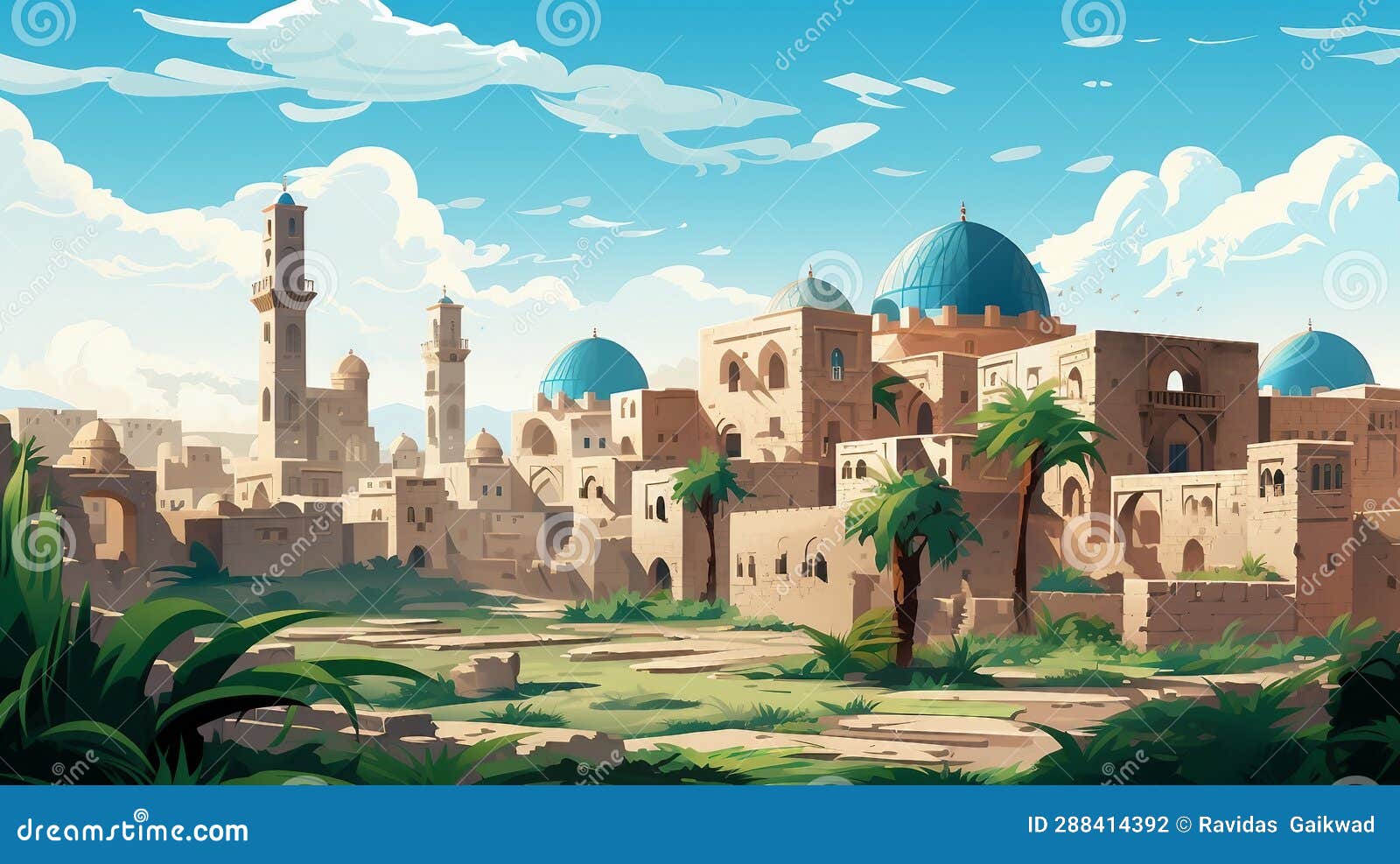 An Illustration of an Ancient Arab City AI Generated Stock Illustration ...