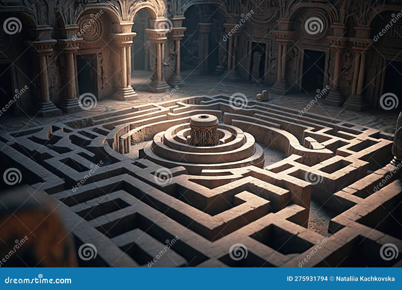 Labyrinth Of The Cathedral Of Chartres, France Stock Illustration ...