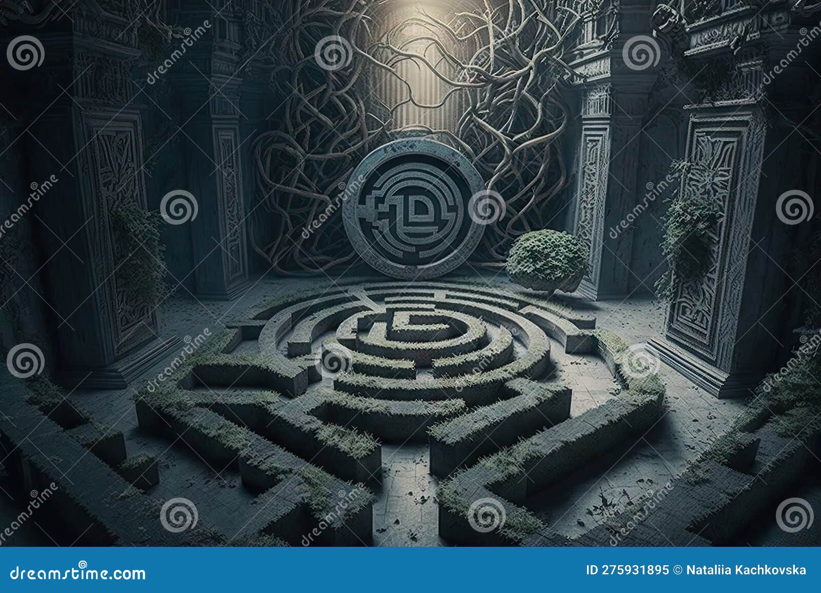 Ancient Architecture with Labyrinth Stock Illustration - Illustration ...