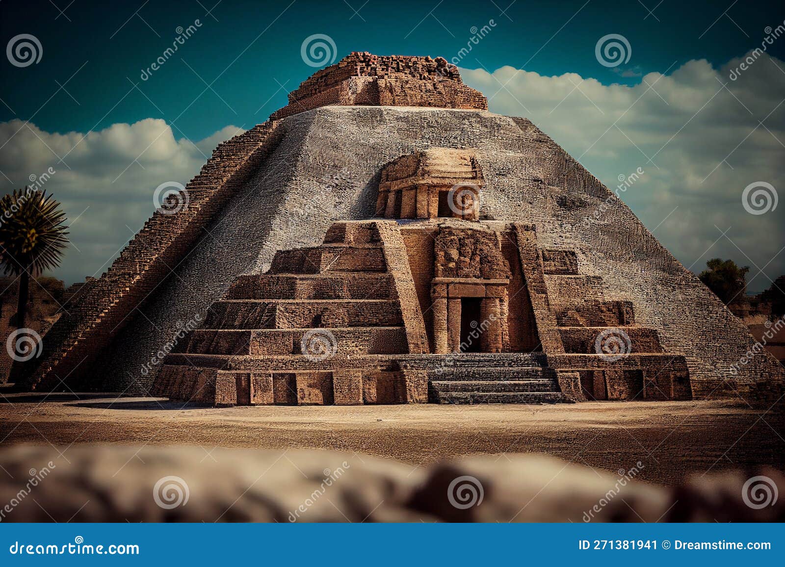 Illustration of an Ancient Aztec Ruin Stock Illustration - Illustration ...