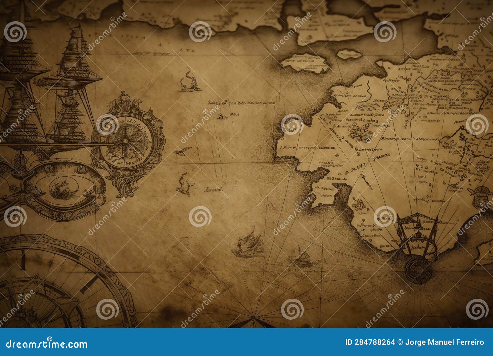 Illustration, Ancient Medieval Nautical Map, Ai Generative Stock ...