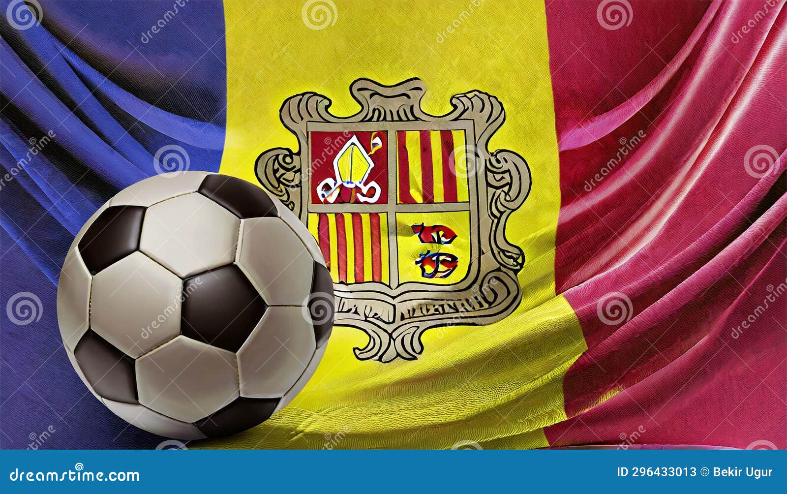 Illustration of a Andorra Flag with the Soccer Ball Stock Illustration ...