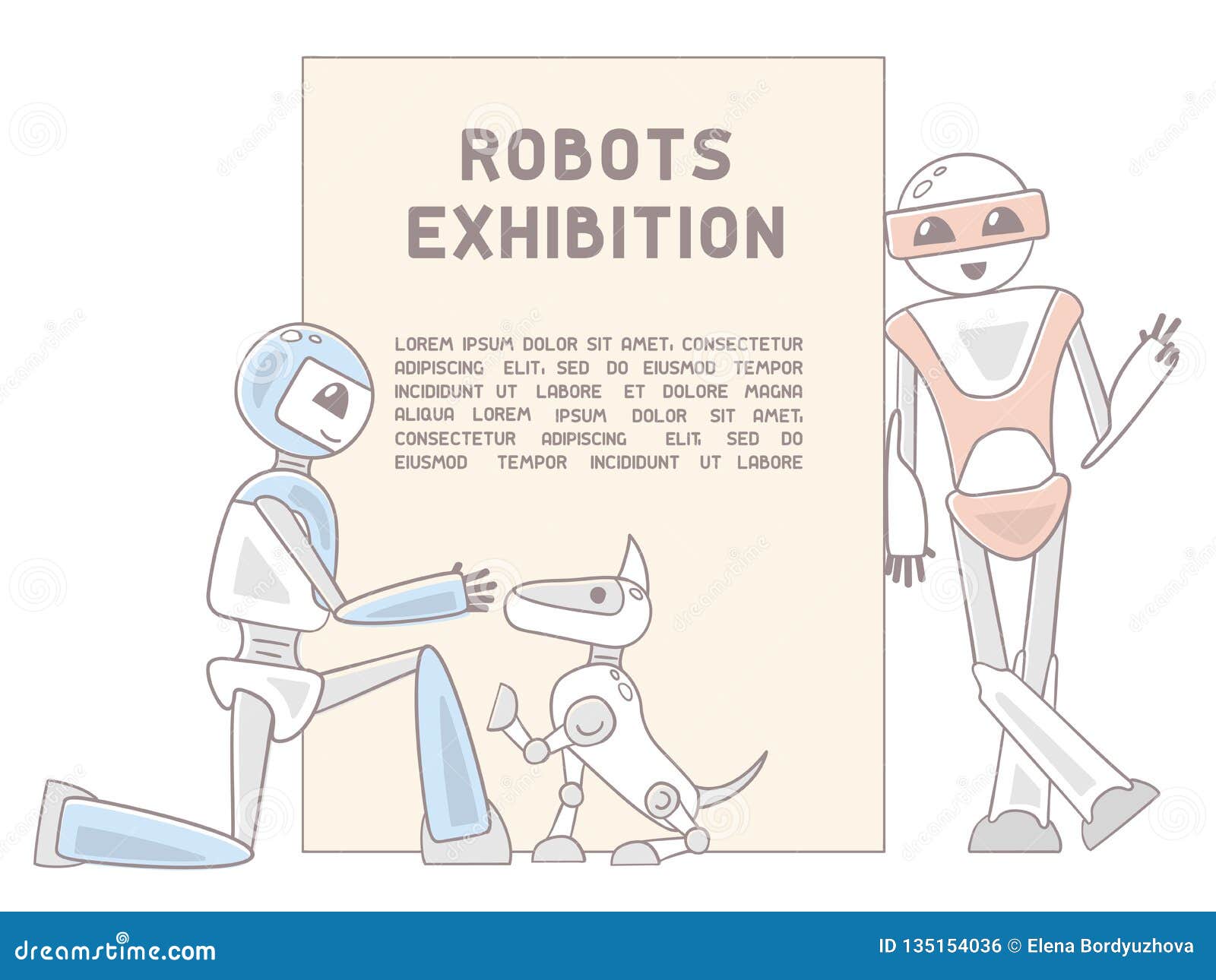Illustration With Androids, Robot Dog And Sample Text | CartoonDealer ...
