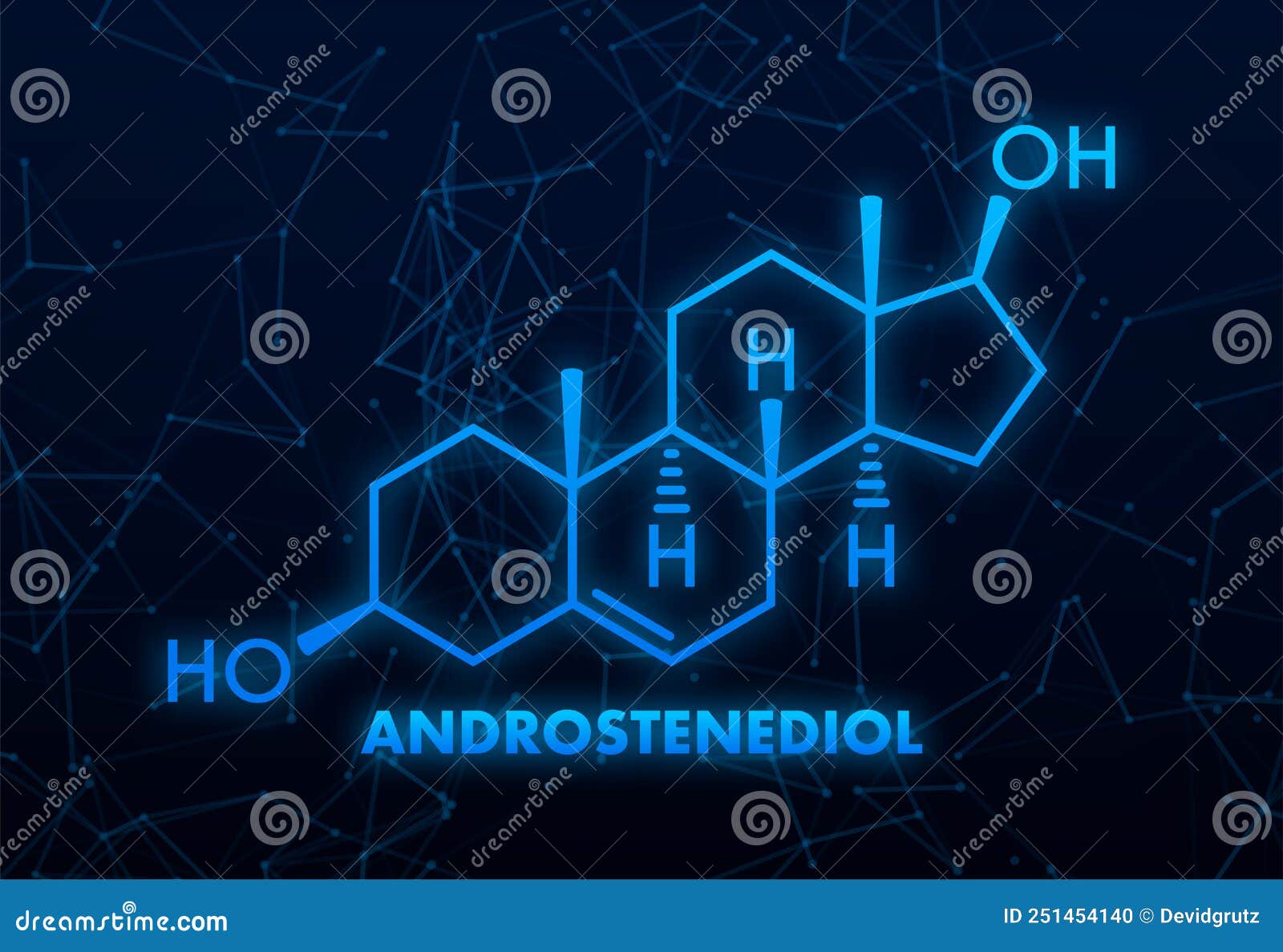 Illustration With Androstenediol Formula Structural Chemical Formula