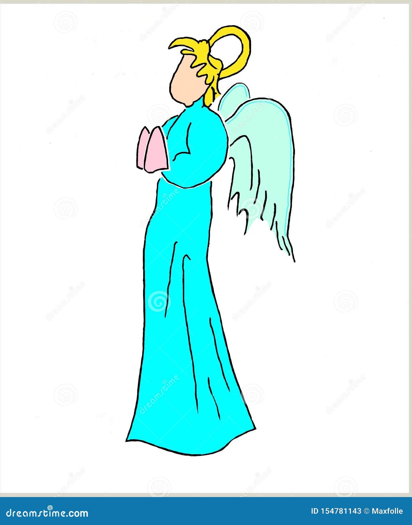 Illustration of an Angel Praying Stock Image - Illustration of ...