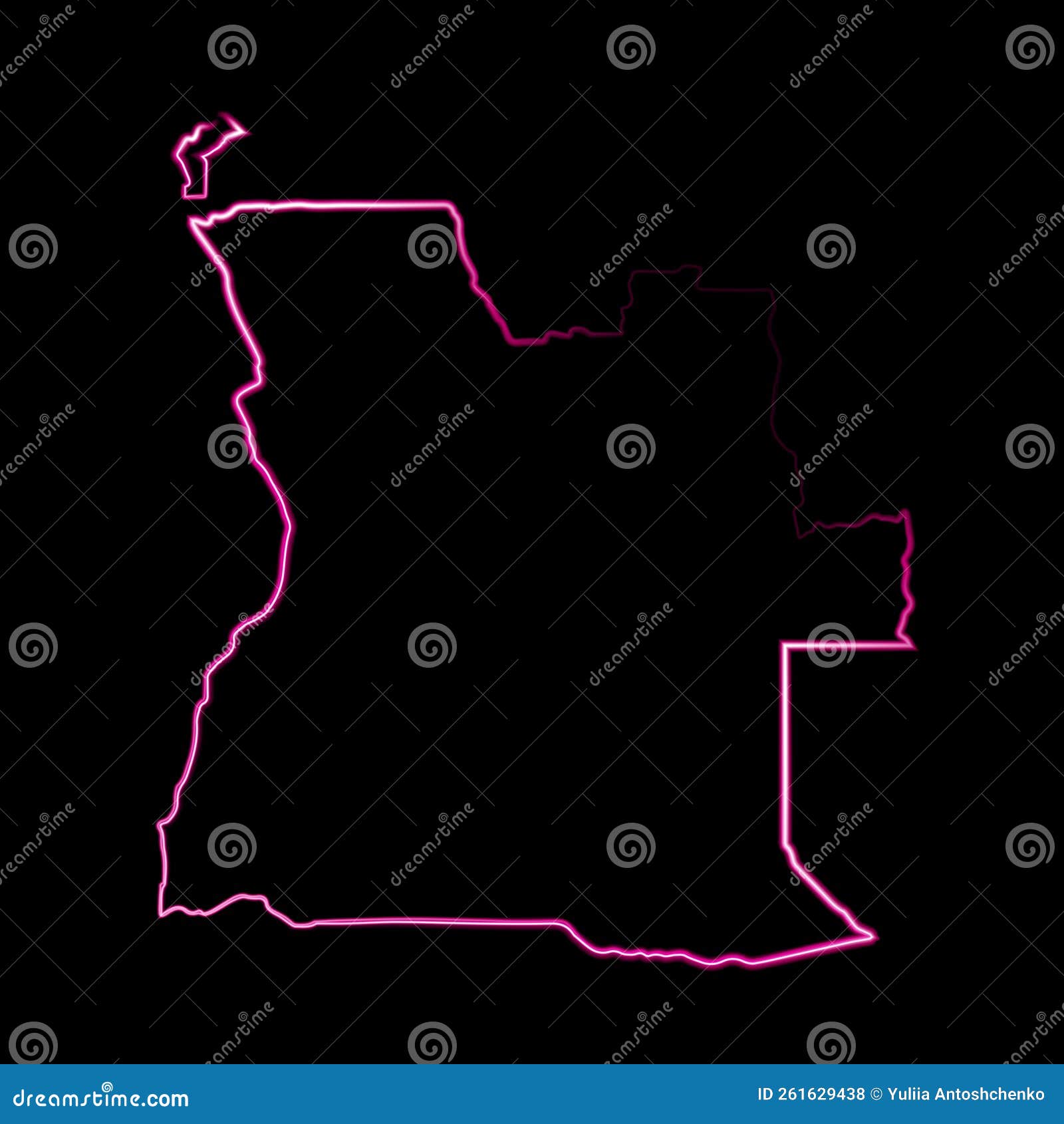 Illustration of Angola Map with Neon Effect. Stock Vector ...