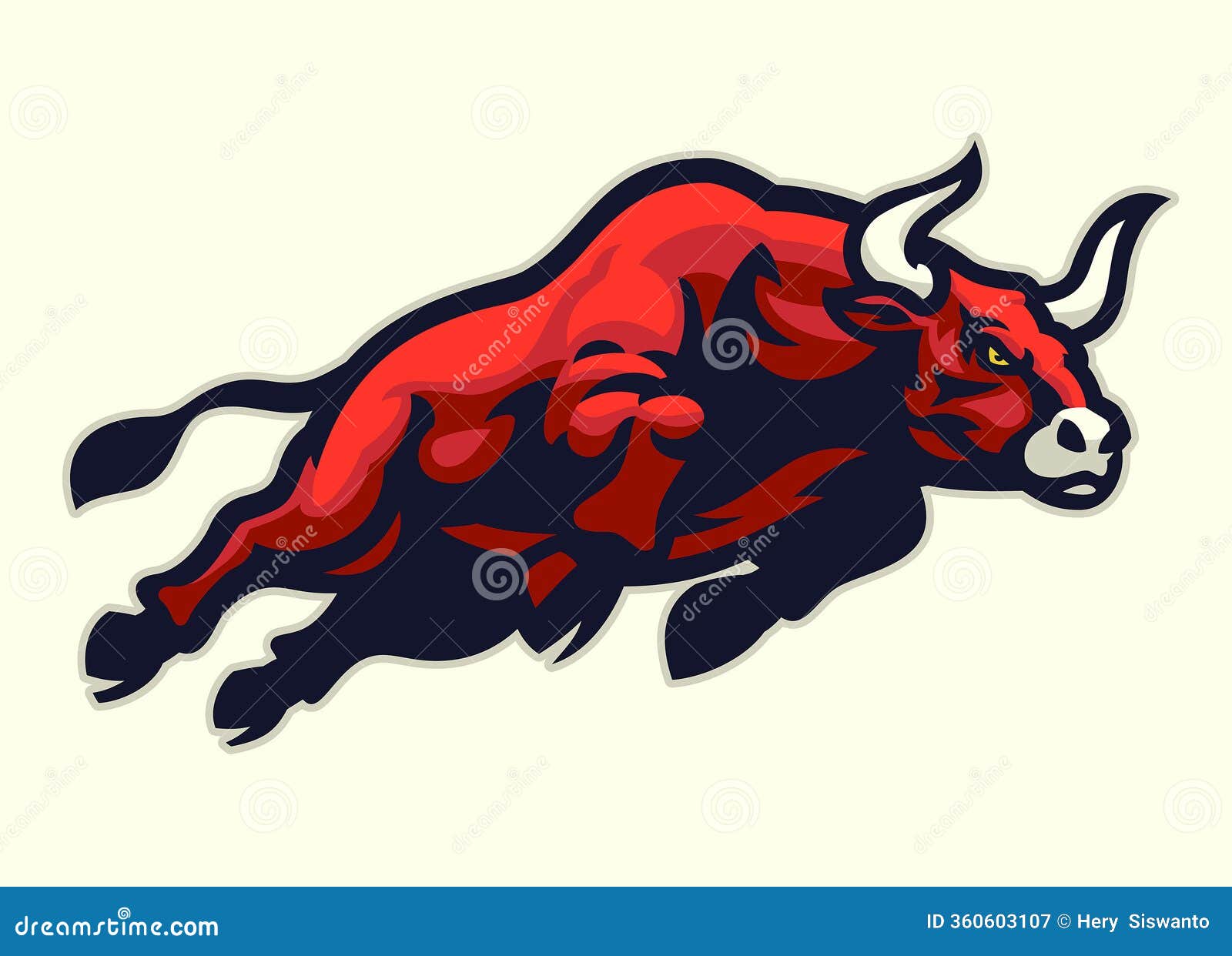 Illustration of Angry Bull Mascot Jumping Attacking Stock Illustration ...