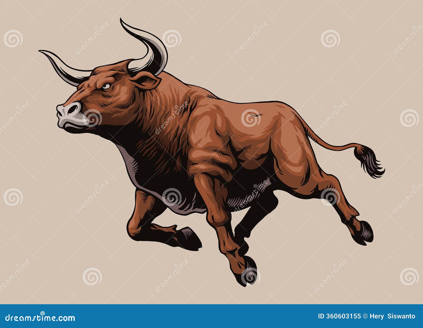 Bull Running Illustration ~ Cartoon Vector | CartoonDealer.com #242353099