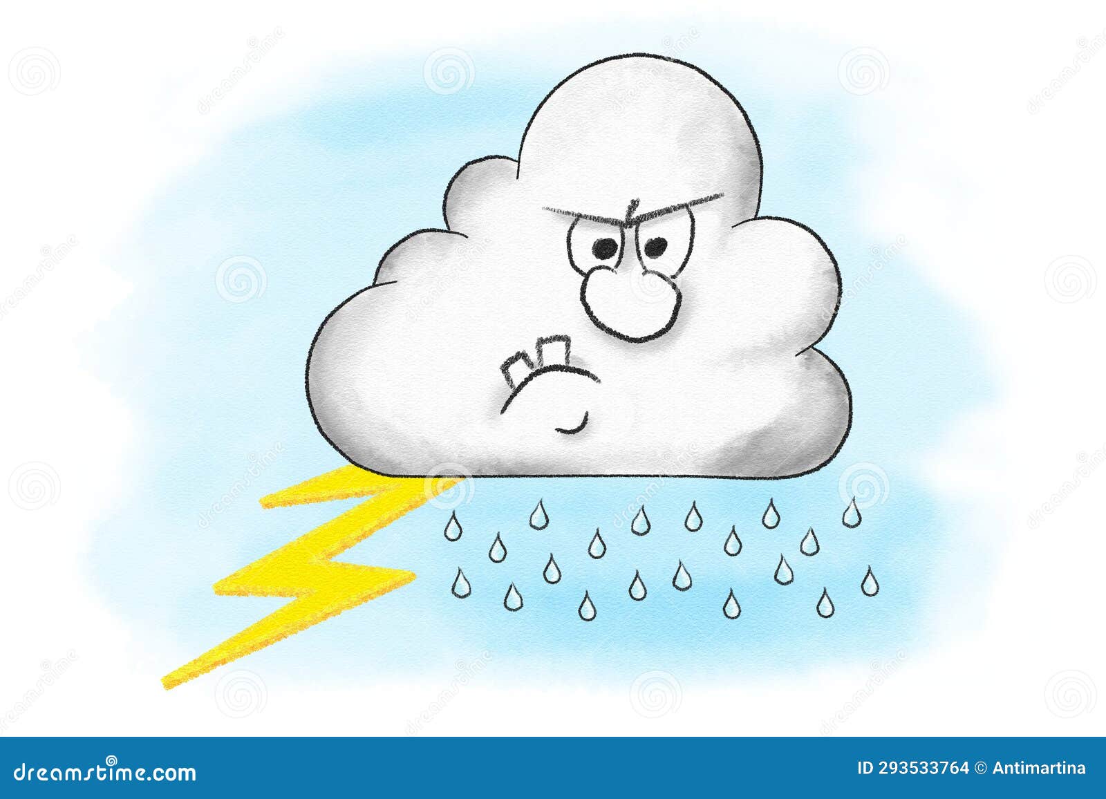 Comic Thunderstorm Wallpaper With Lightning In The Sky Stock ...