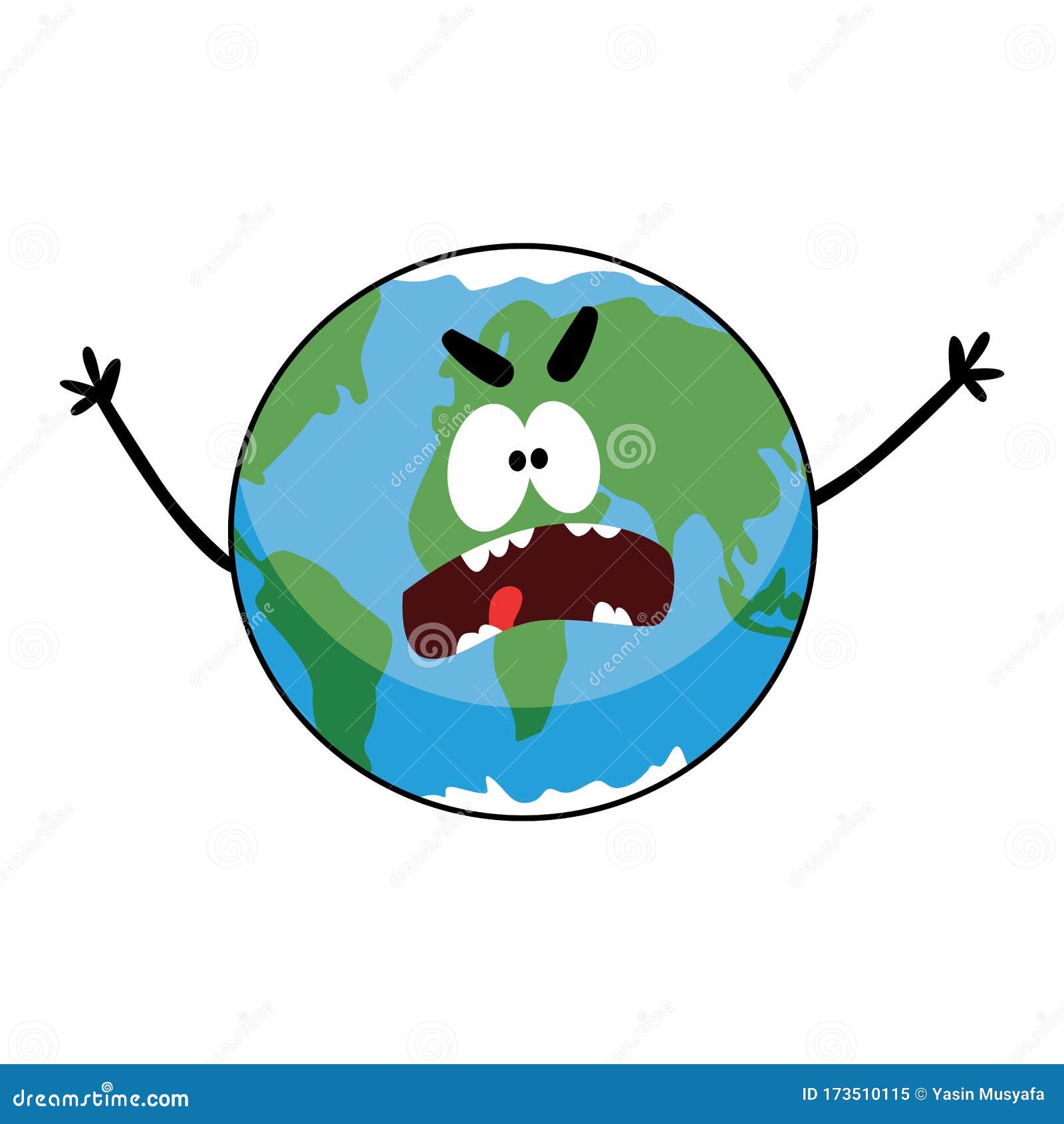 Illustration of an Angry Earth, Earth Angry Mascot Character ...