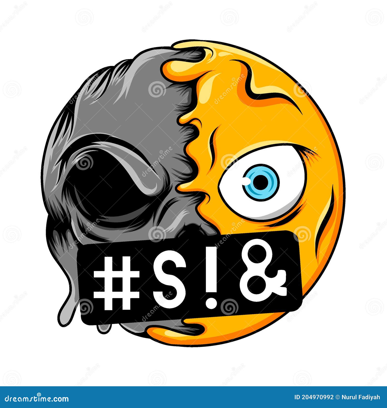 The Angry Expression with the Big Eyes Changes To the Dark Skull ...