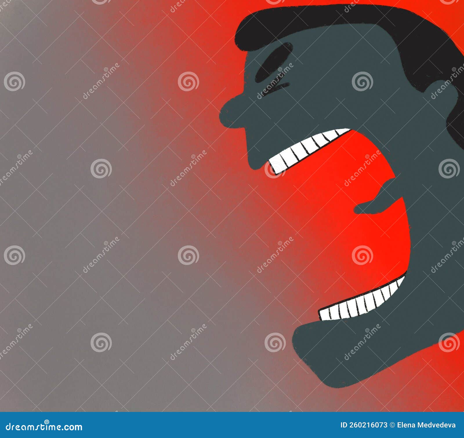 Illustration of an Angry Man in Profile Who Screams in Anger Stock ...