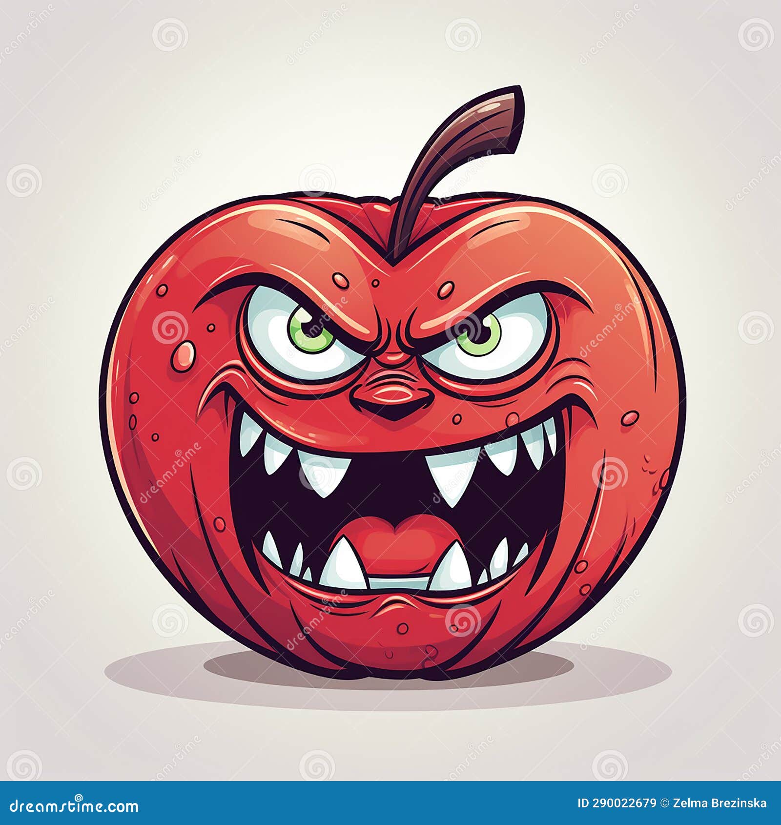 Illustration of a Angry Red Apple Face Cartoon on White, Generative Ai ...