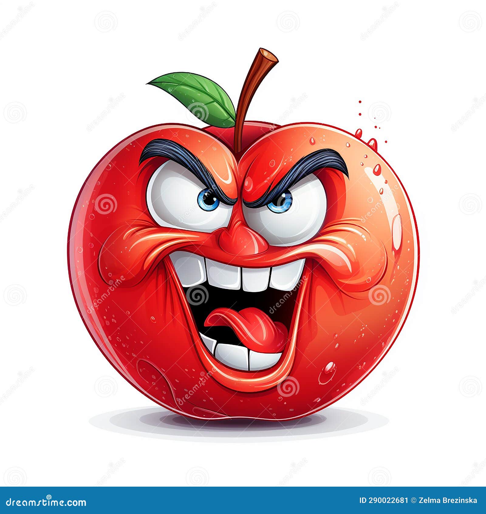 Illustration of a Angry Red Apple Face Cartoon on White, Generative Ai ...