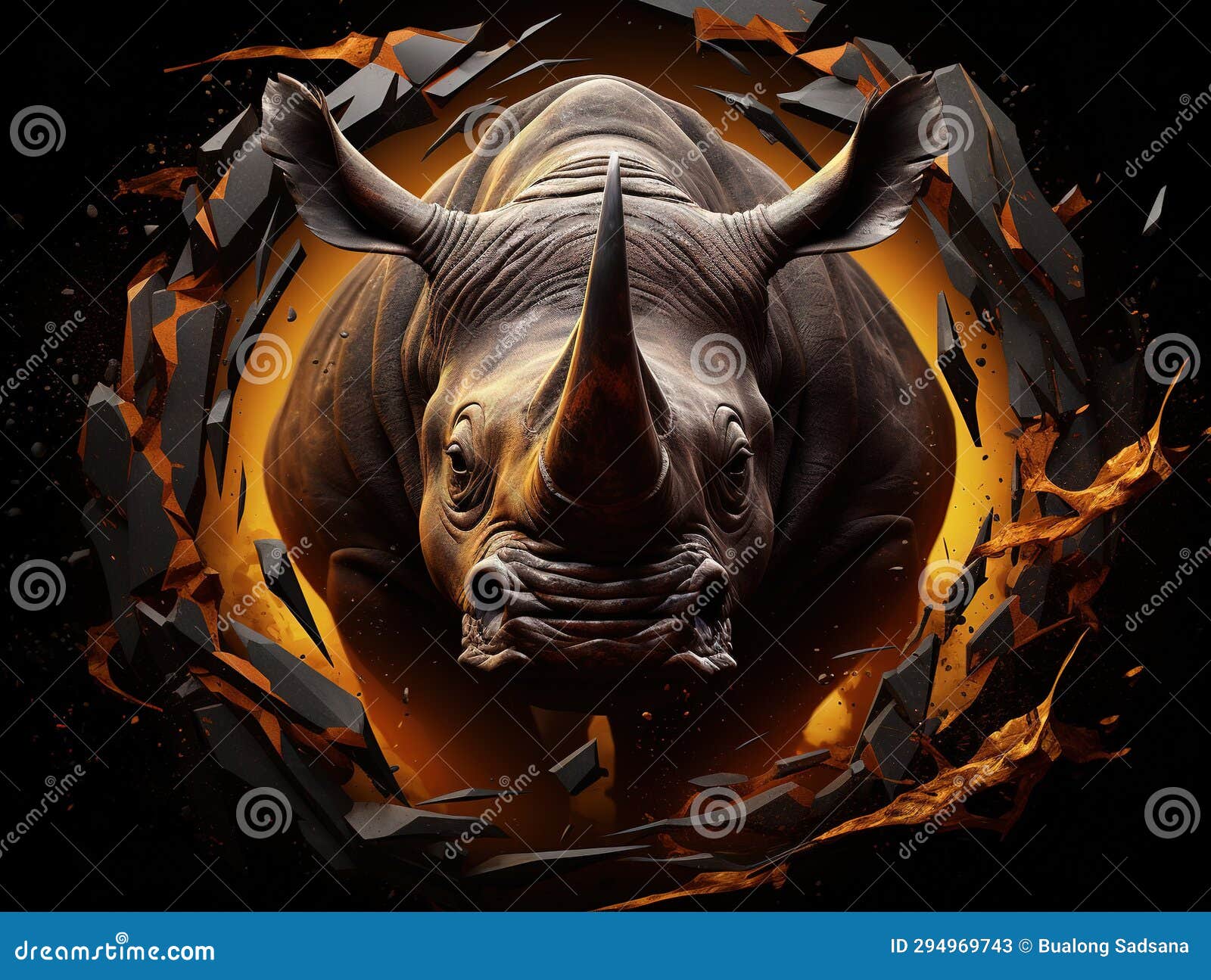 Angry Rhino Head Attacking Made with Generative AI Illustration Stock ...