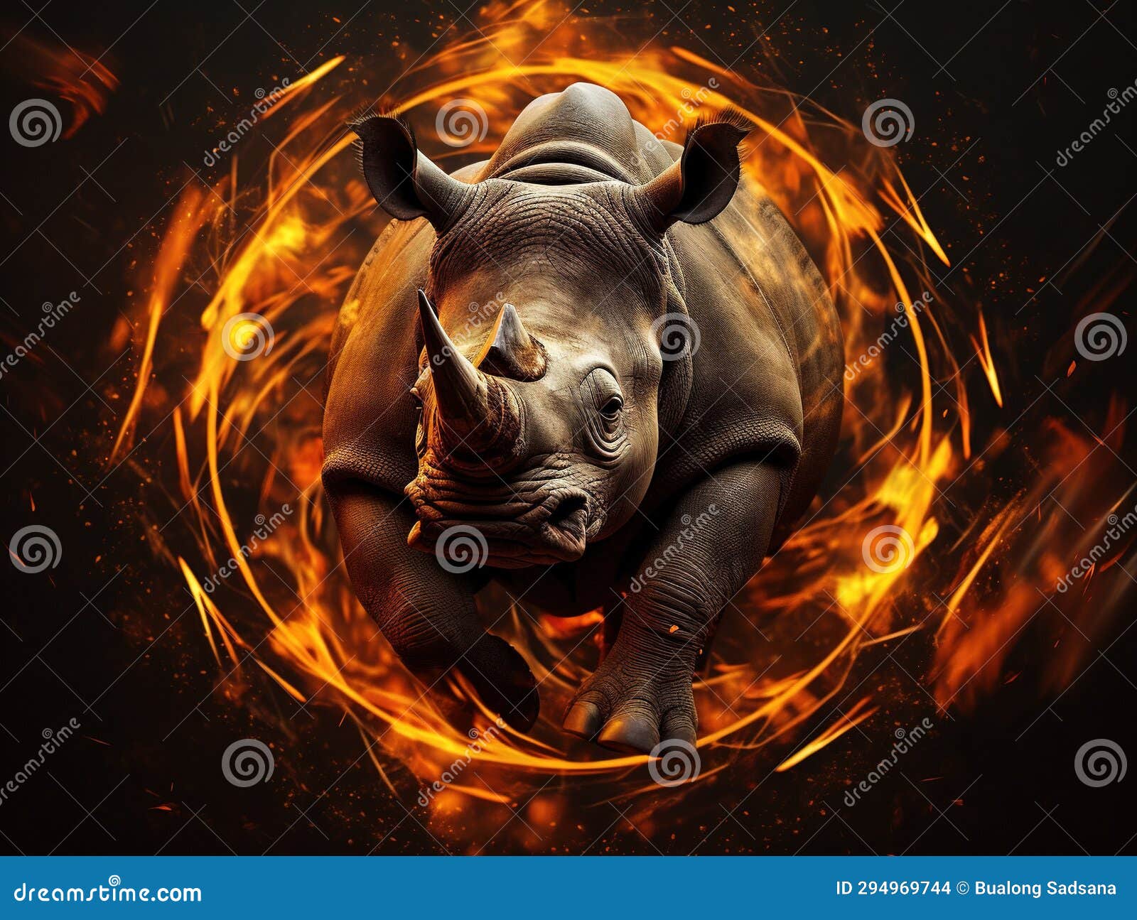 Angry Rhino Head Attacking Made with Generative AI Illustration Stock ...