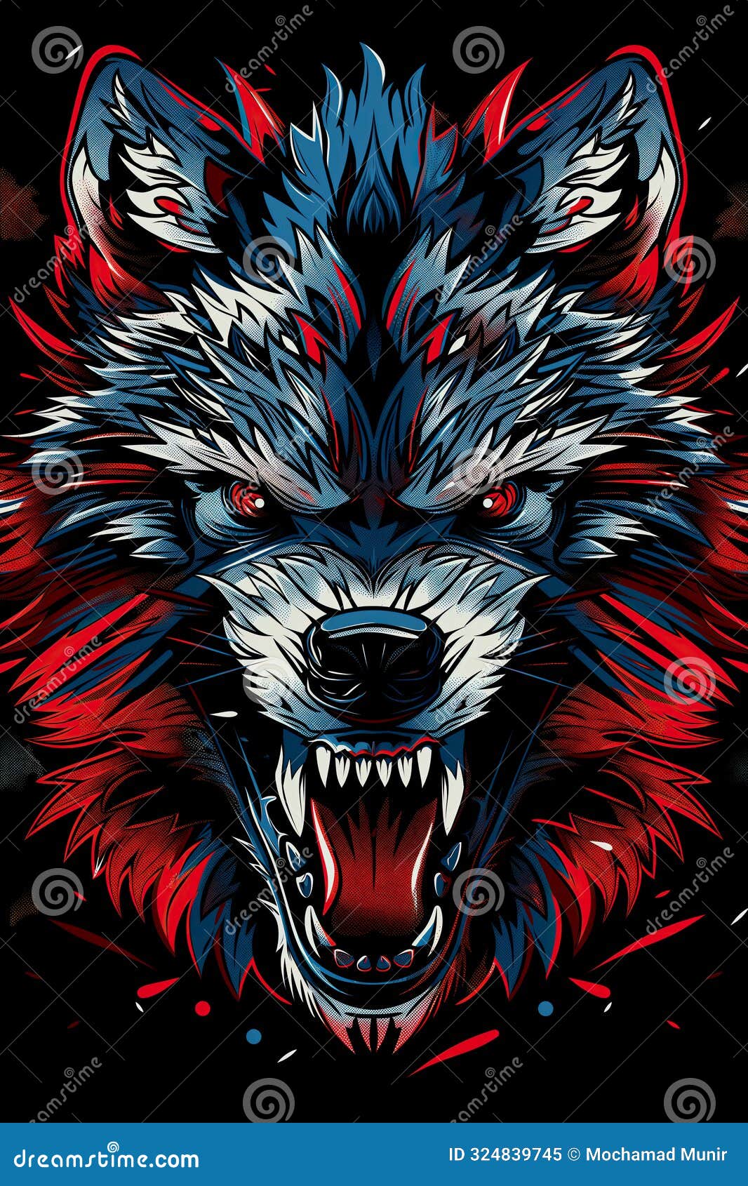 Illustration of Angry Wolf in Abstract Style Stock Illustration ...