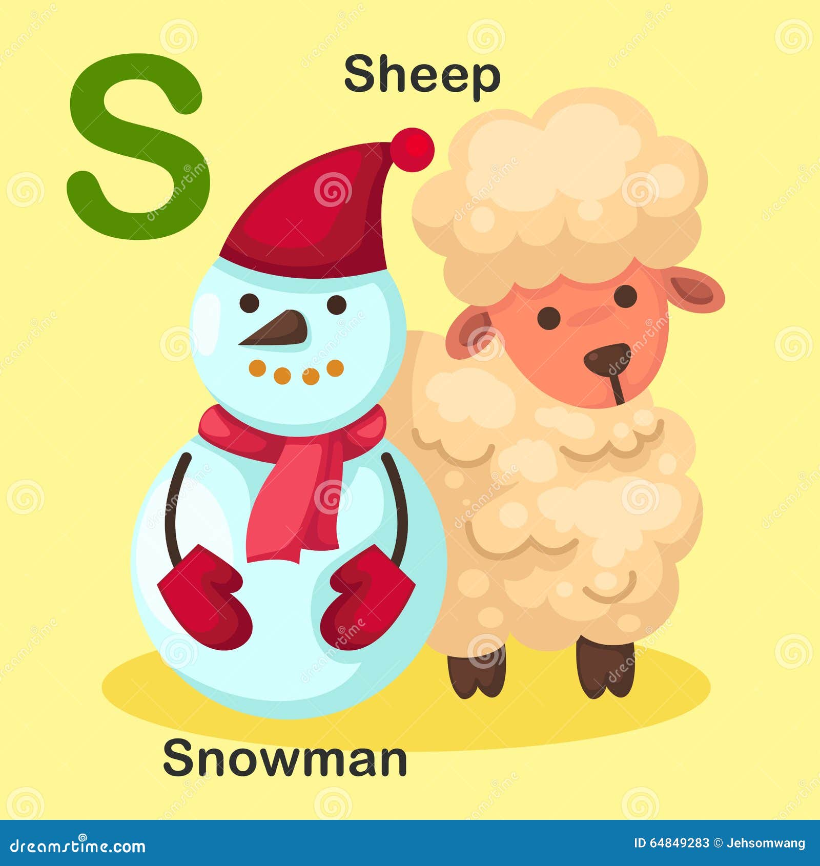 Letter S For Sheep Cartoon Alphabet For Children Vector Illustration ...