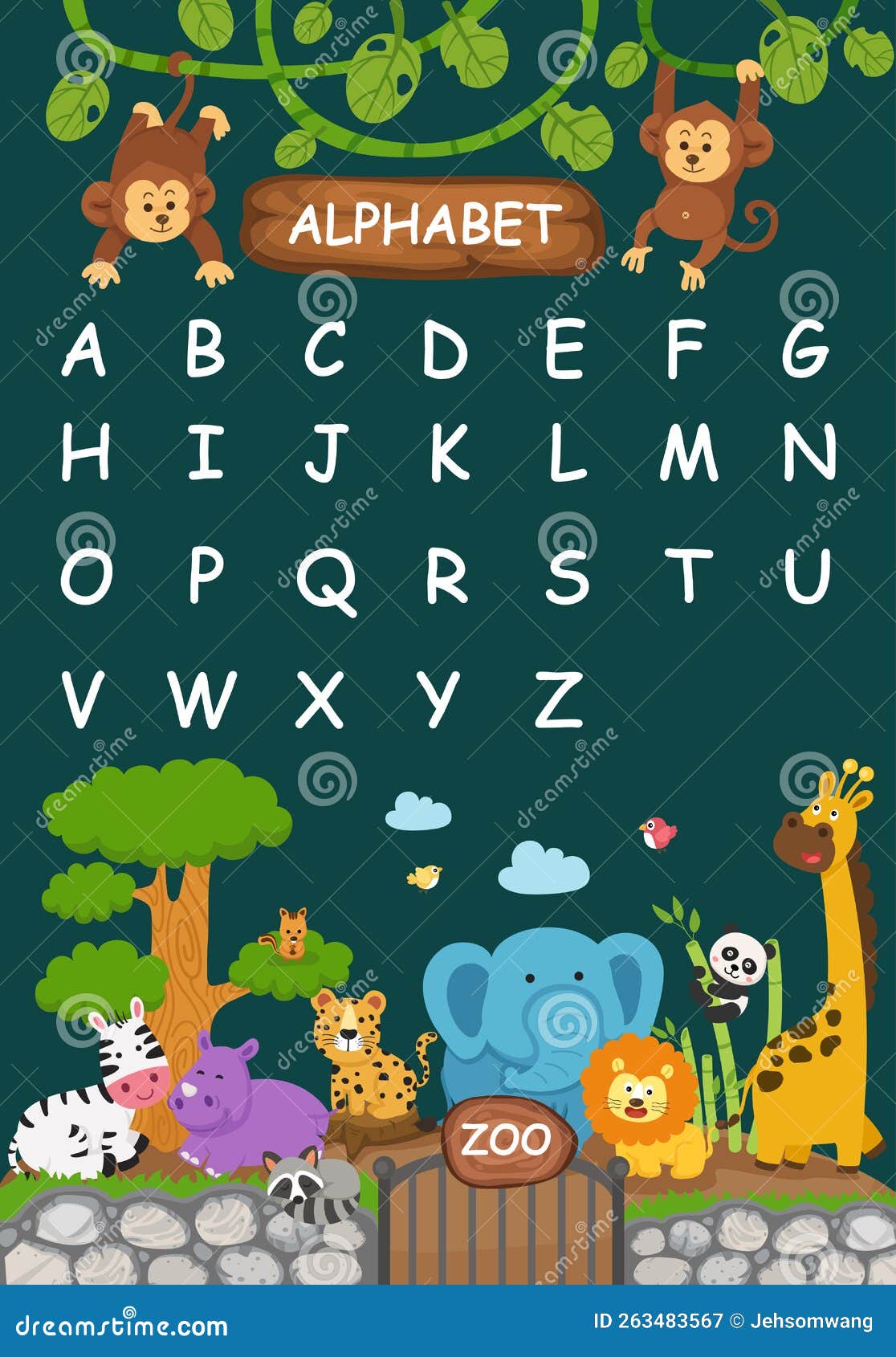 Illustration Animal Zoo Alphabet Letter a-z Stock Vector - Illustration ...