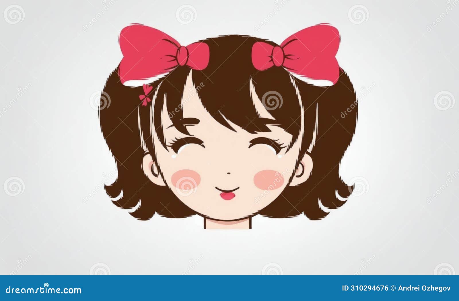 Illustration of Anime Girl with Bow Stock Photo - Image of design ...