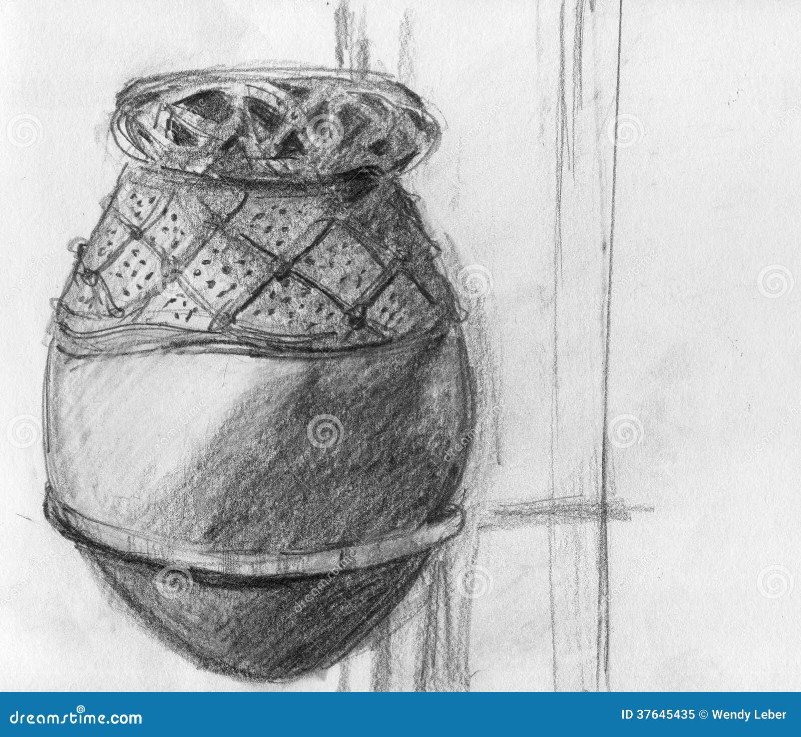 Illustration of an Antique African Pot. Stock Illustration ...