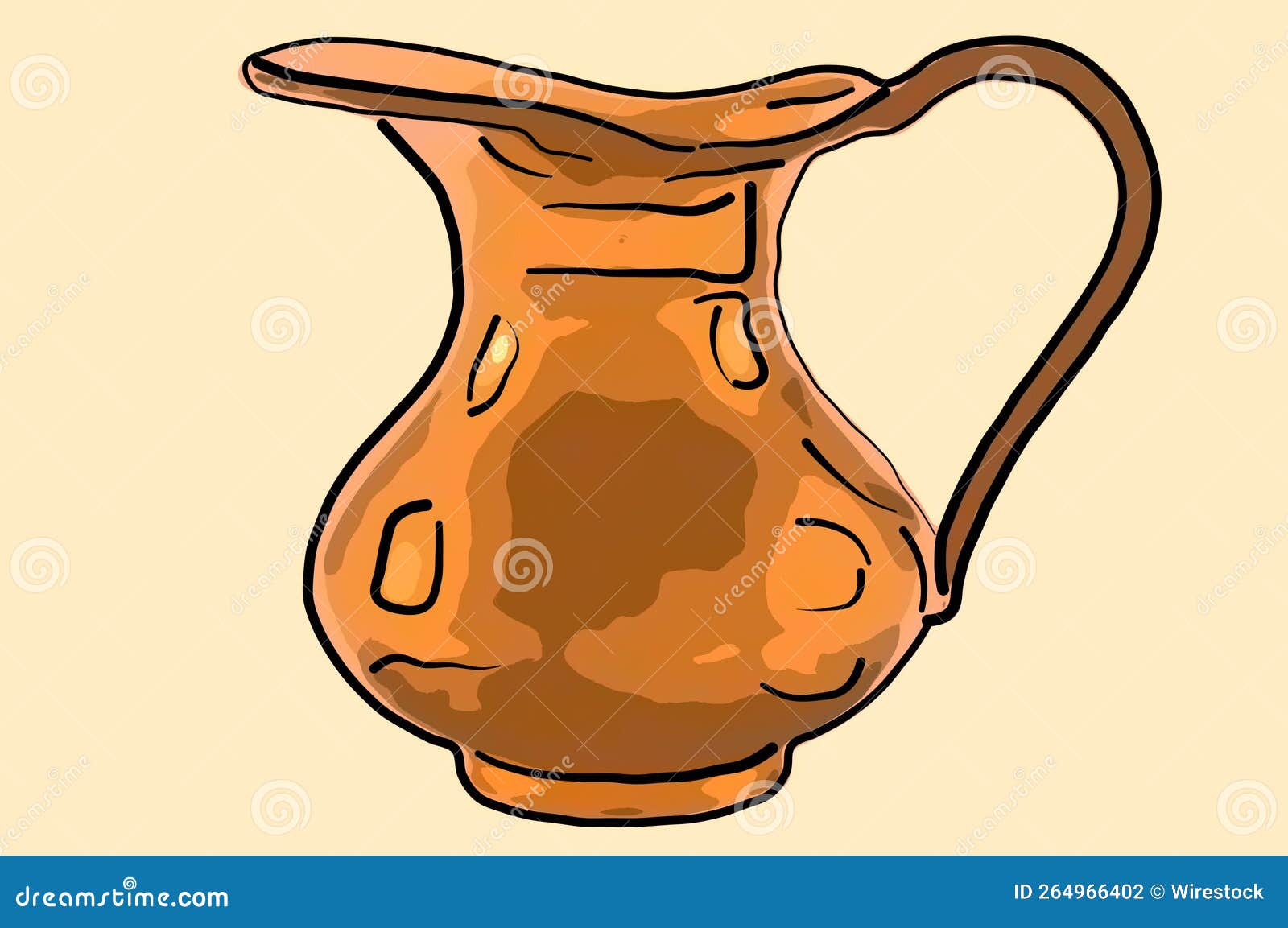 Illustration of an Antique Indian Brass Pitcher Stock Illustration ...
