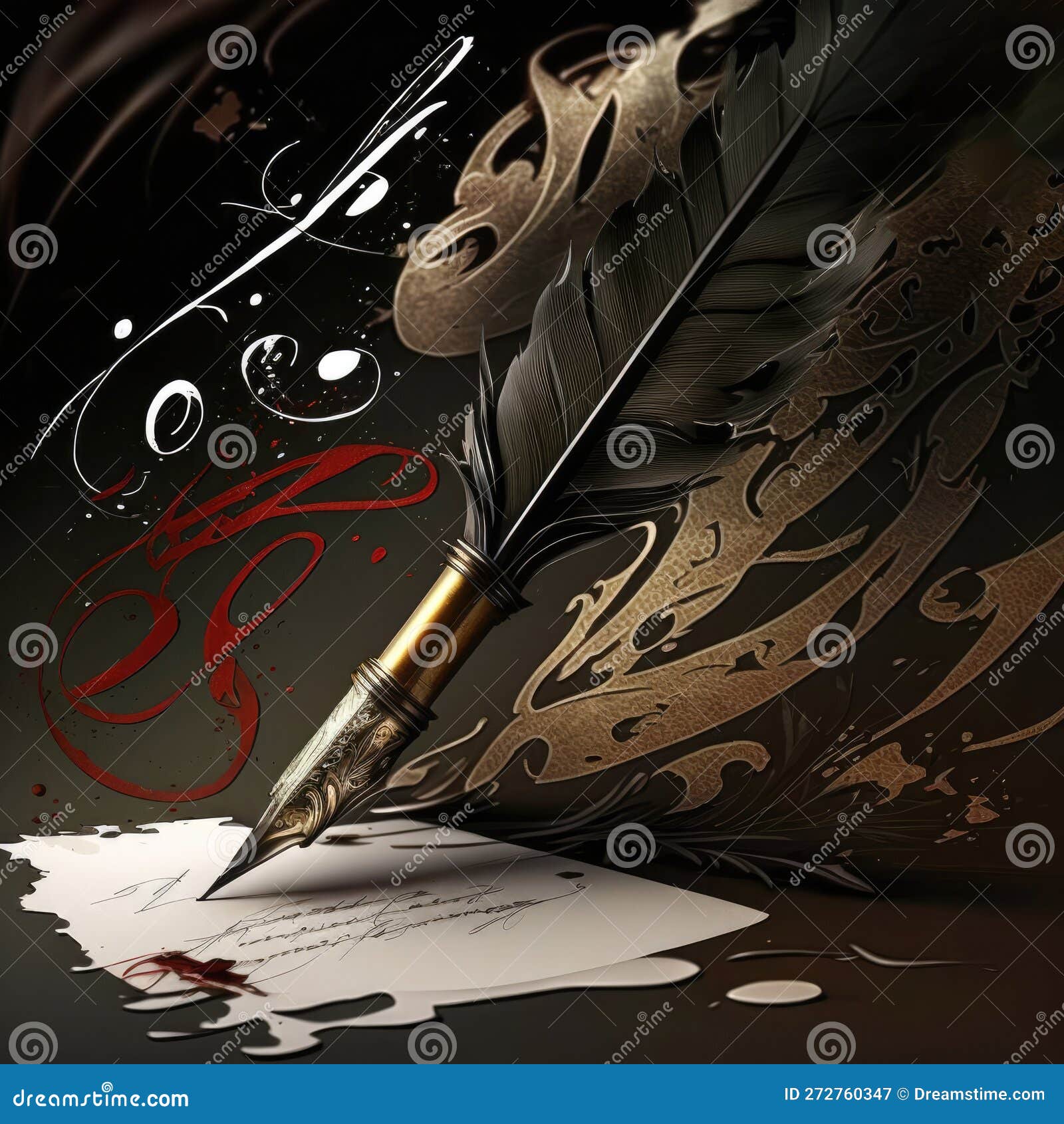 Illustration of an Antique Pen with Permanent Ink Generative AI ...