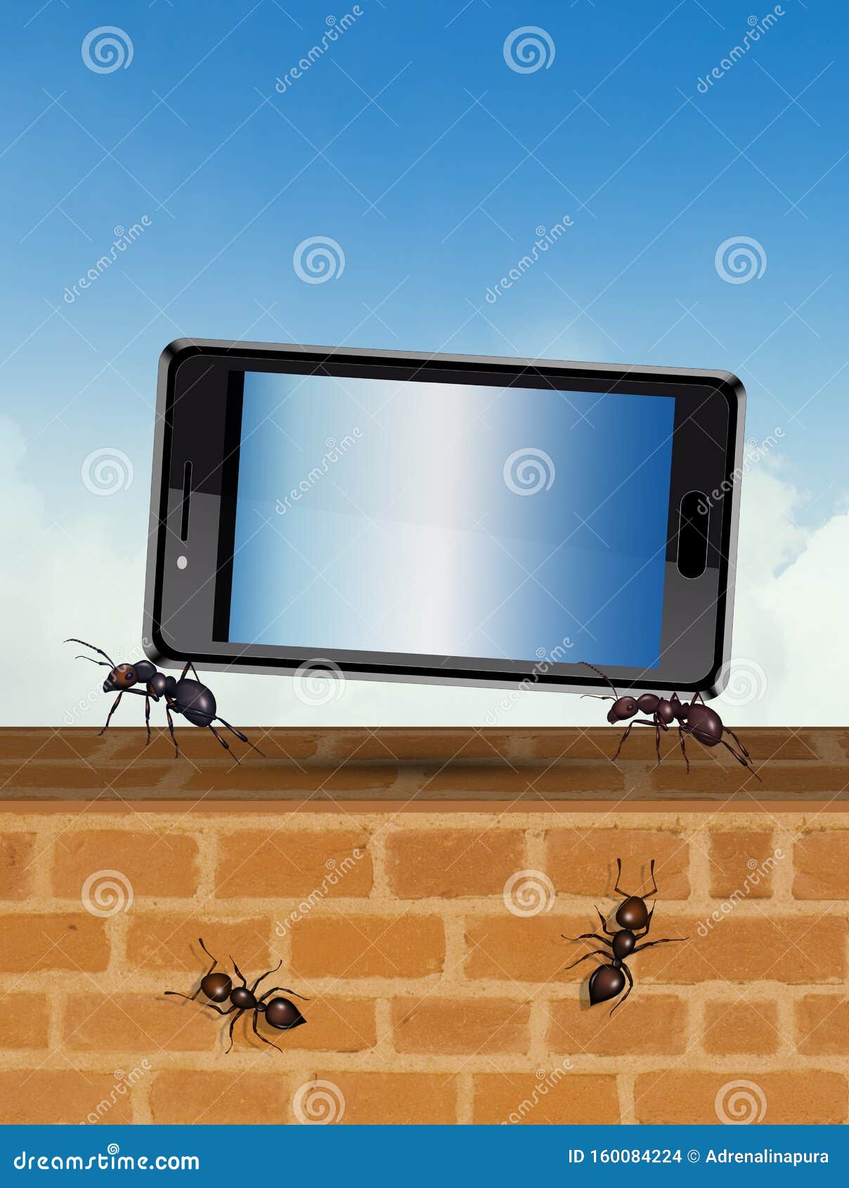 Ants carry a cellphone stock illustration. Illustration of insect ...