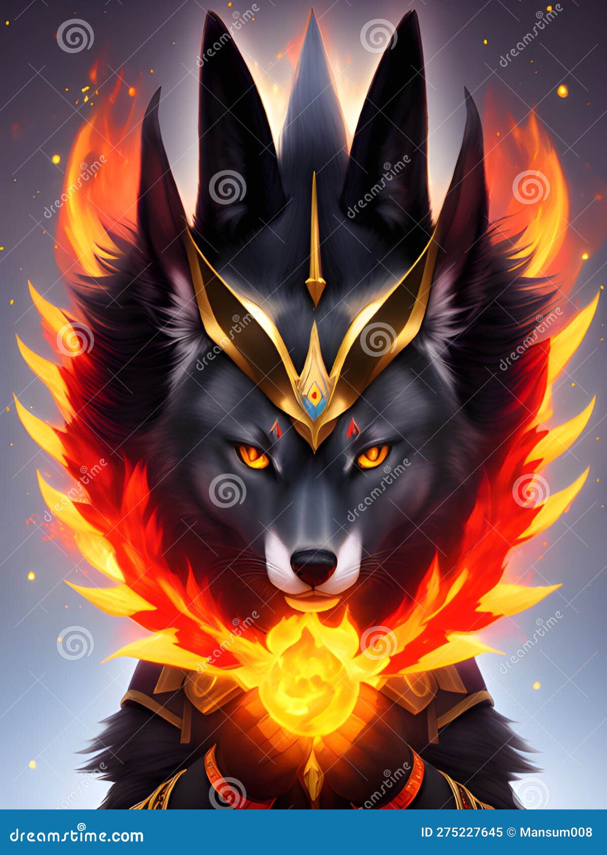 Illustration of Anubis Monster with Fire , Ai Generated Stock ...