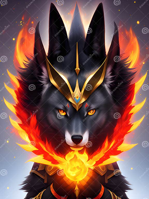 Illustration of Anubis Monster with Fire , Ai Generated Stock ...