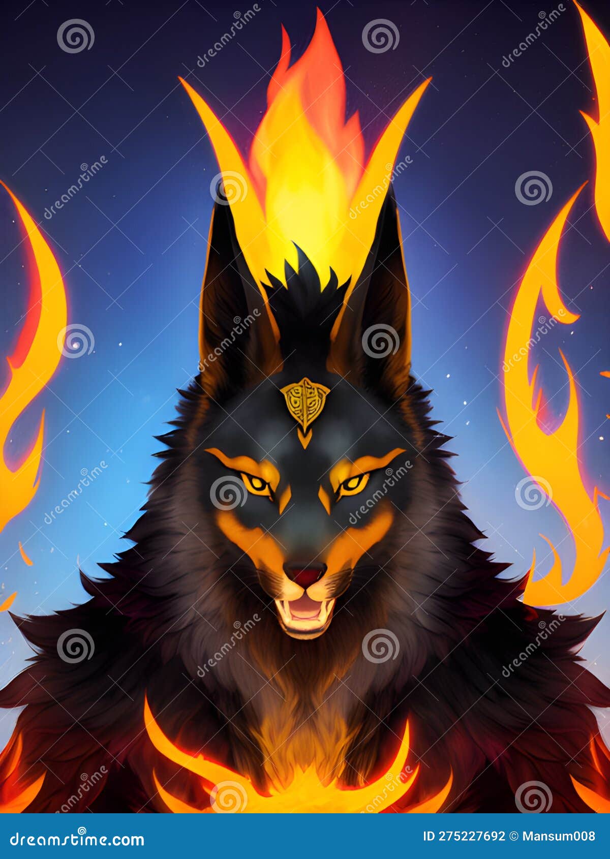 Illustration of Anubis Monster with Fire , Ai Generated Stock ...