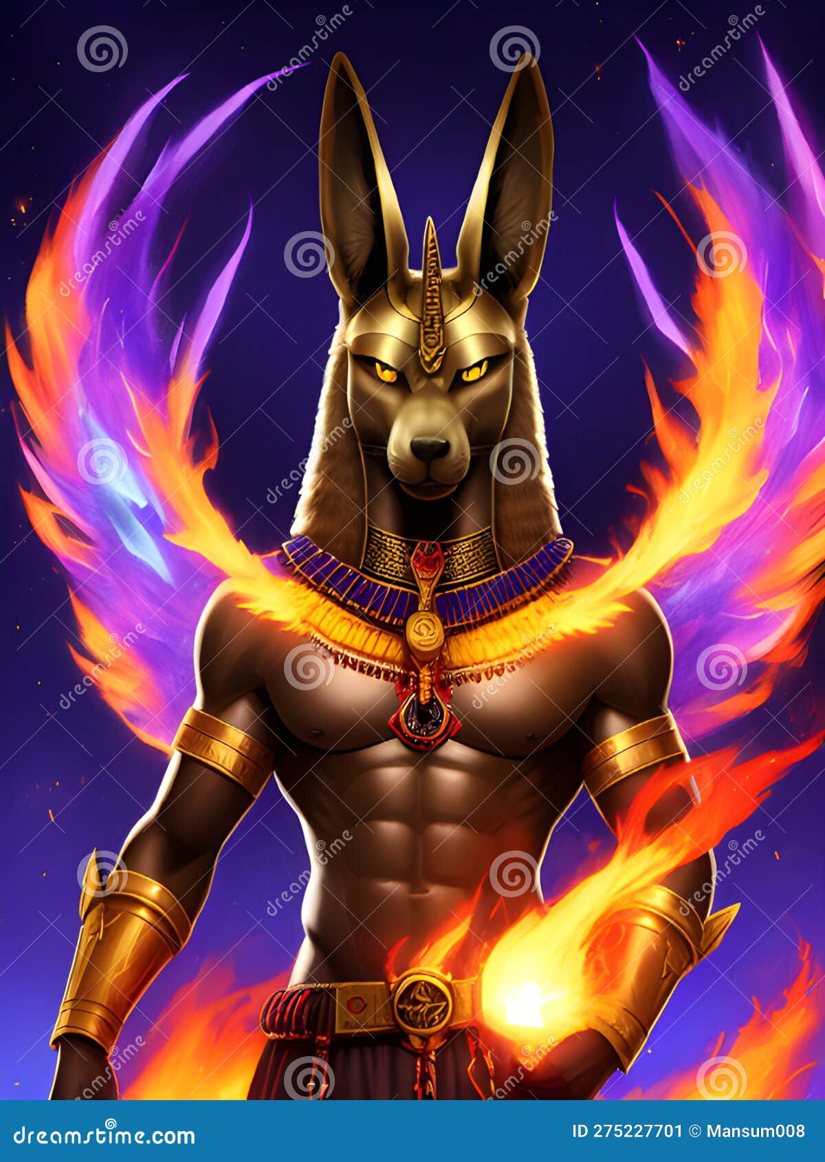 Illustration of Anubis Monster with Fire , Ai Generated Stock ...