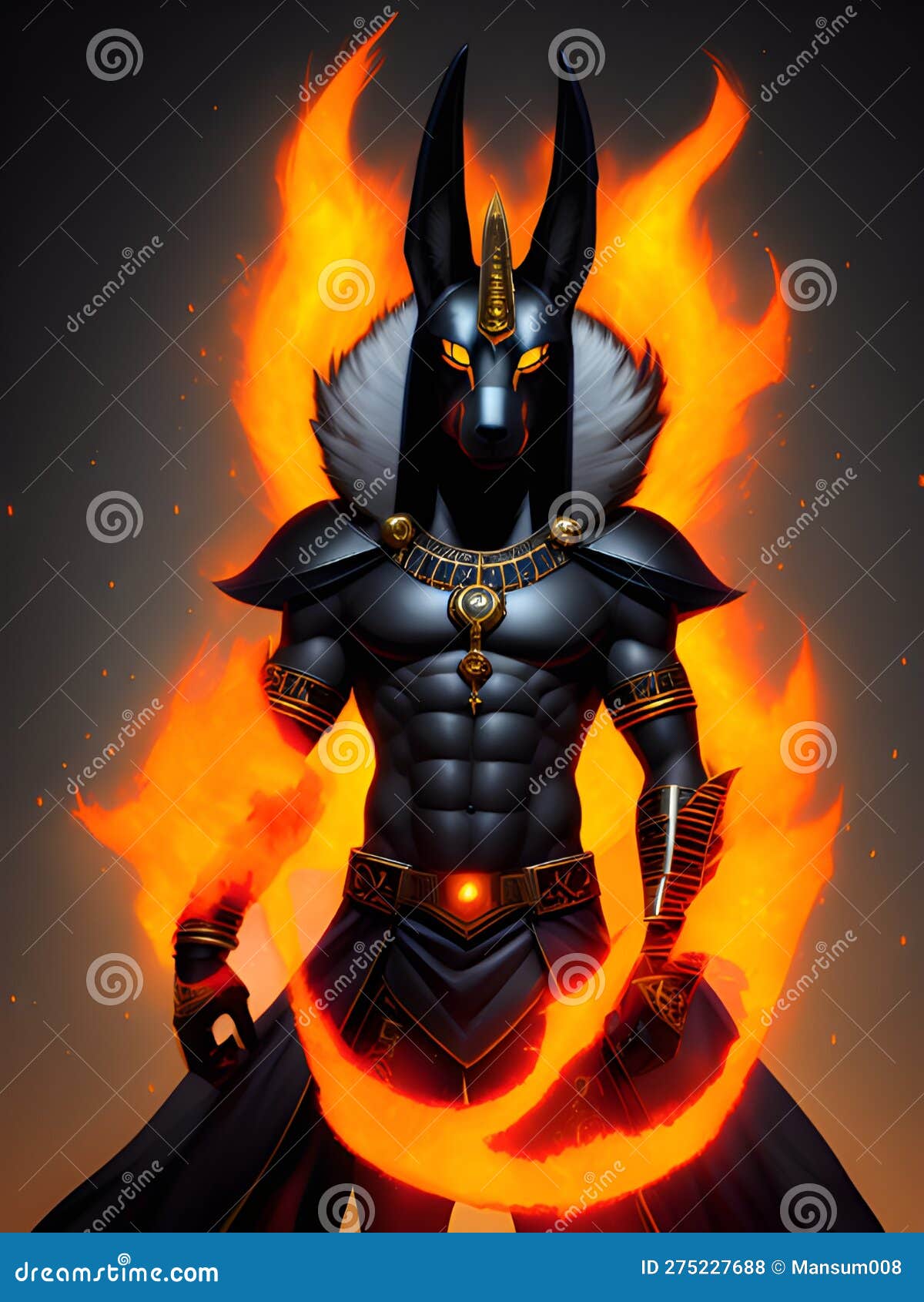 Illustration of Anubis Monster with Fire , Ai Generated Stock ...