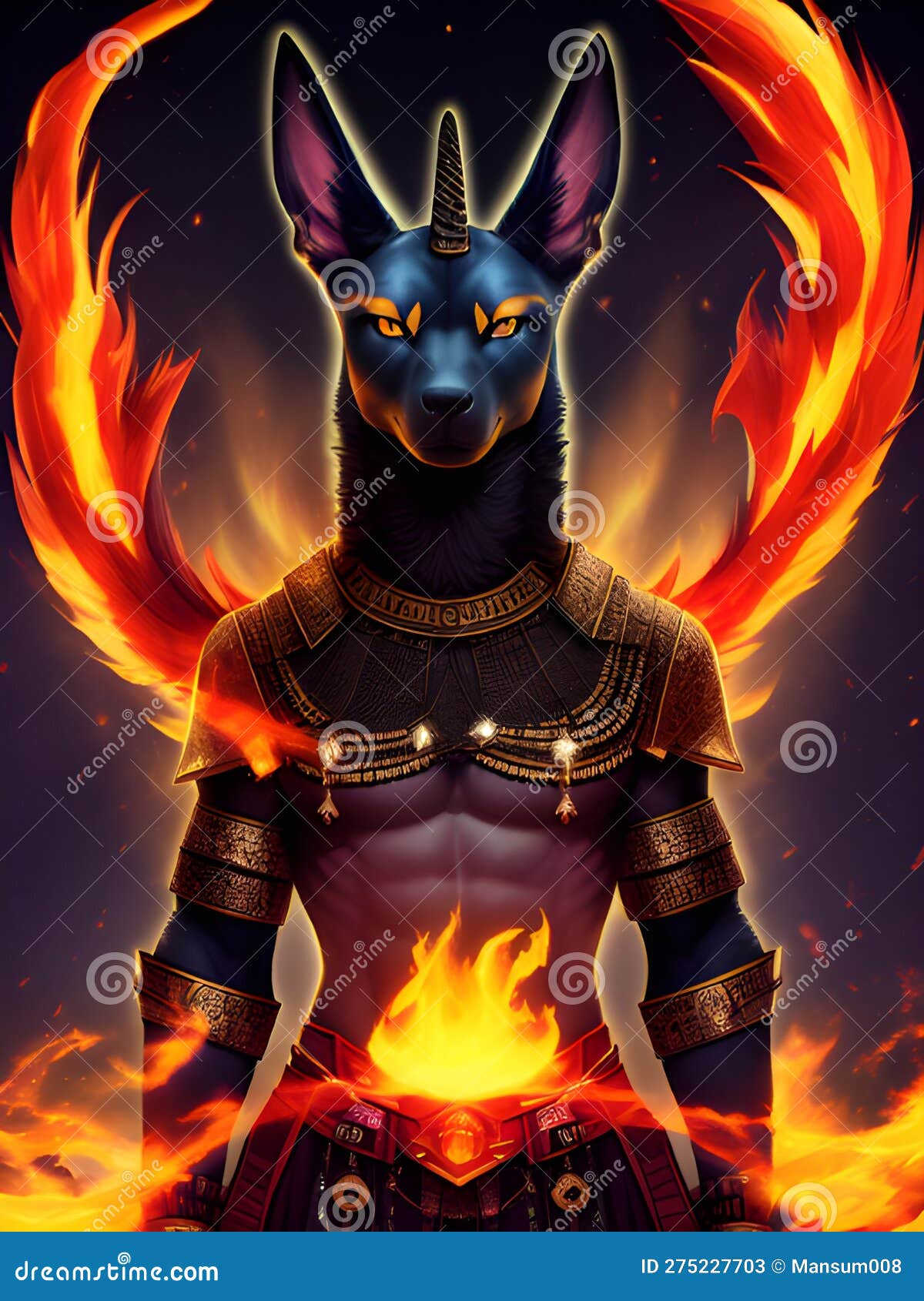 Illustration of Anubis Monster with Fire , Ai Generated Stock ...
