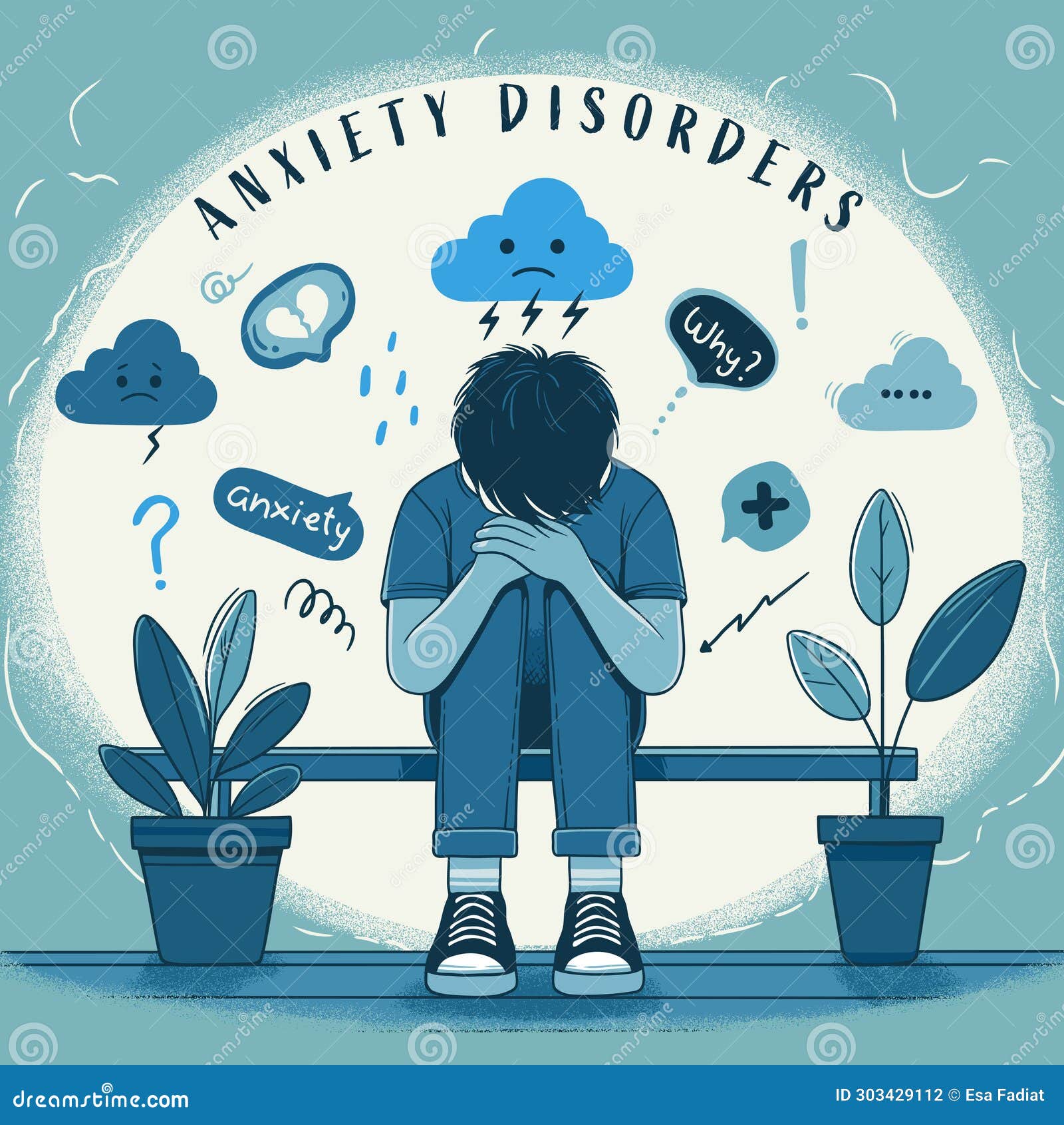 Illustration of Anxiety Disorder. Anxiety Disorder Concept. Vector ...