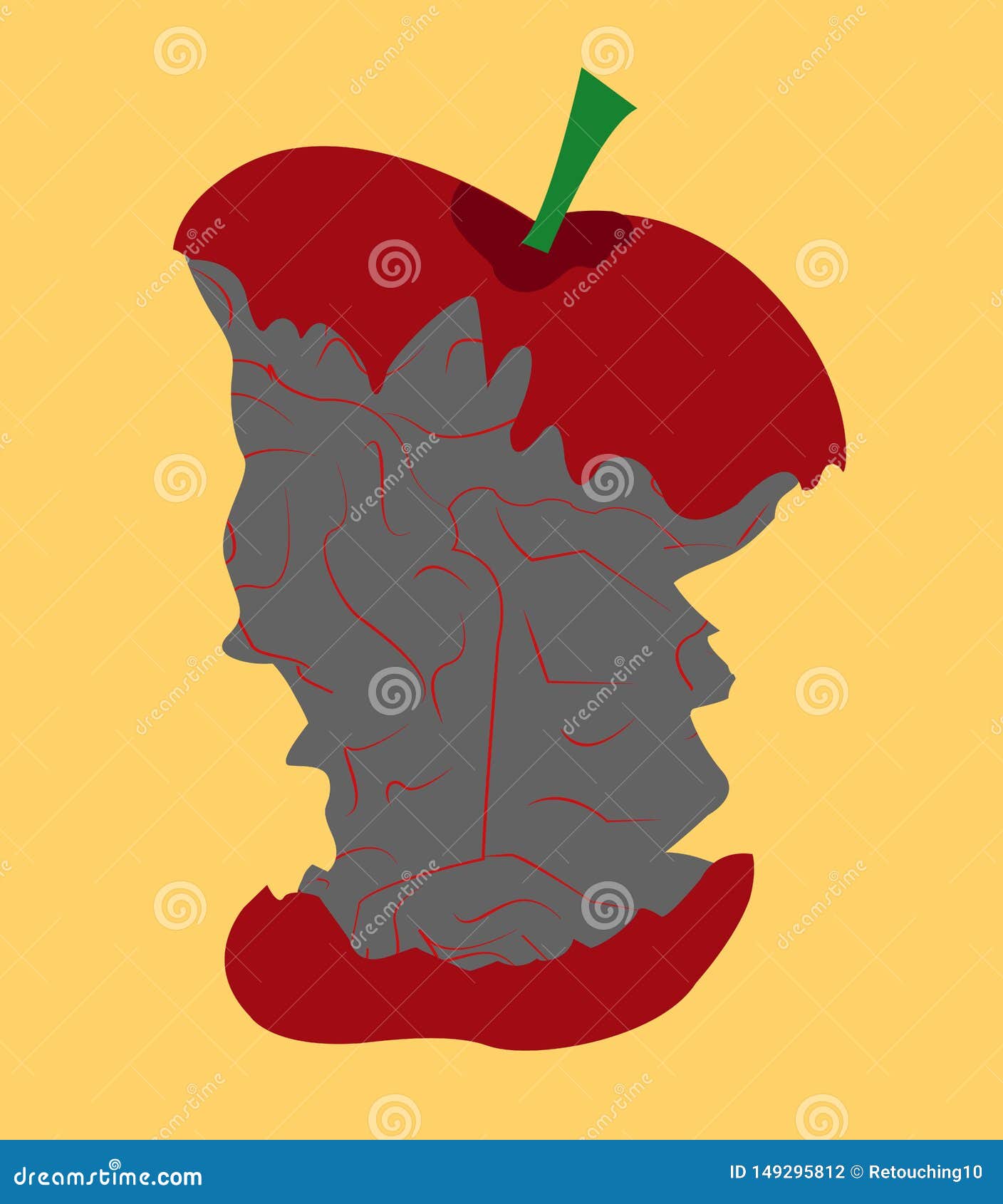 Illustration of an Apple Brain Eaten Stock Illustration - Illustration ...