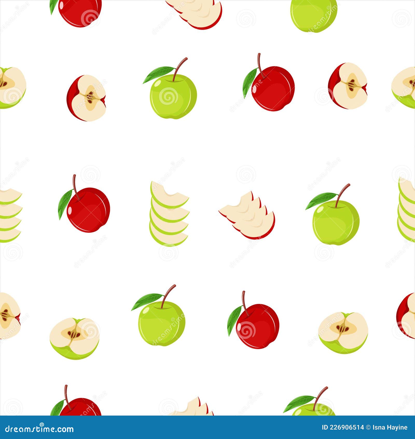 Illustration Of Apple Seamless Pattern On The White Background Stock
