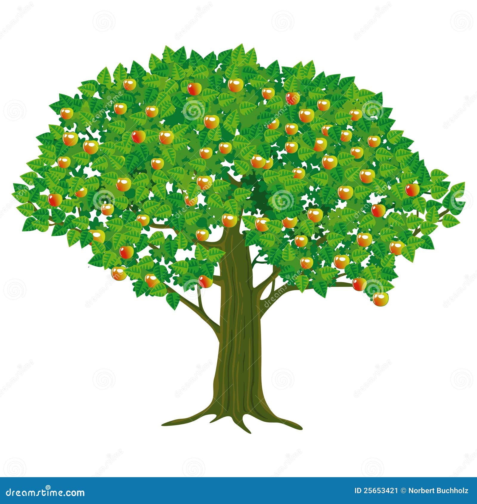 Illustration of apple tree stock vector. Illustration of colorful ...