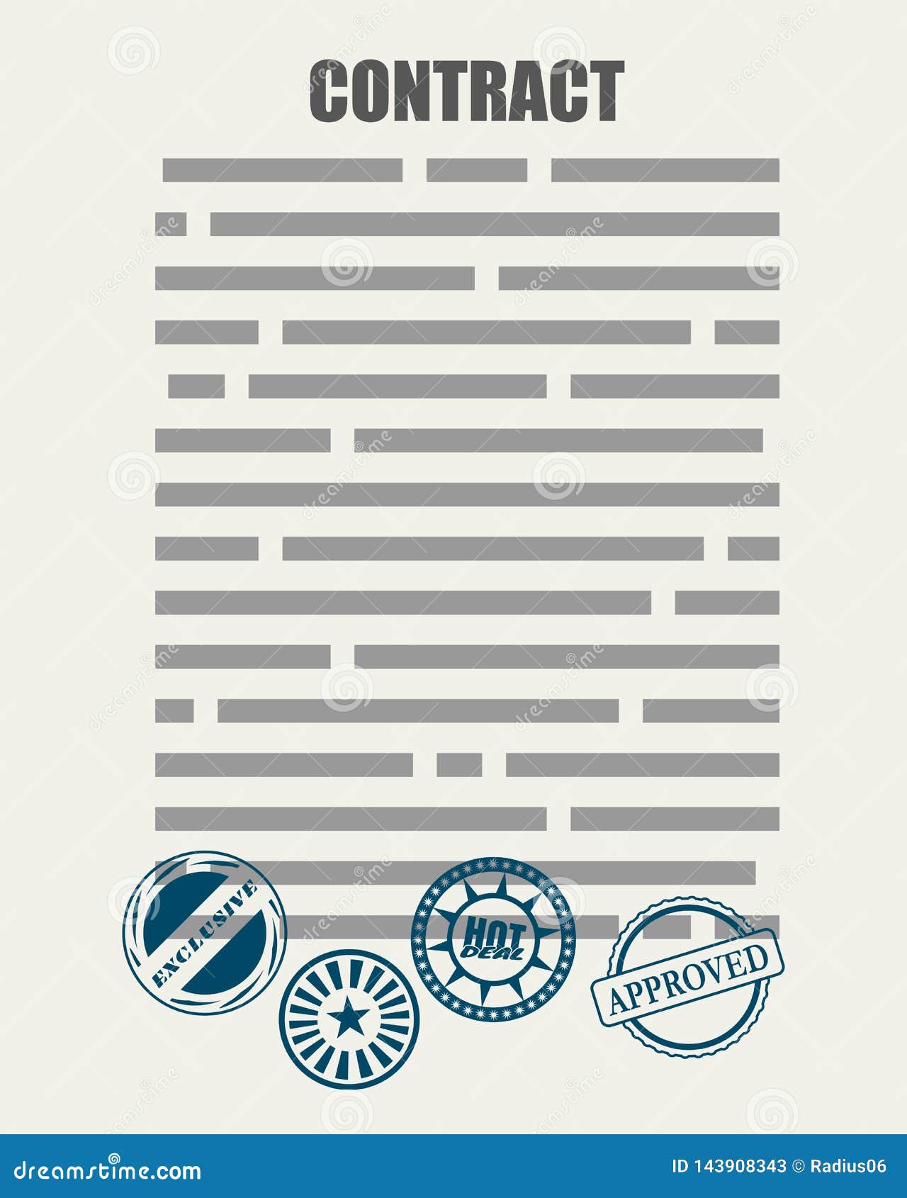 Contract with stamp stock vector. Illustration of office - 143908343