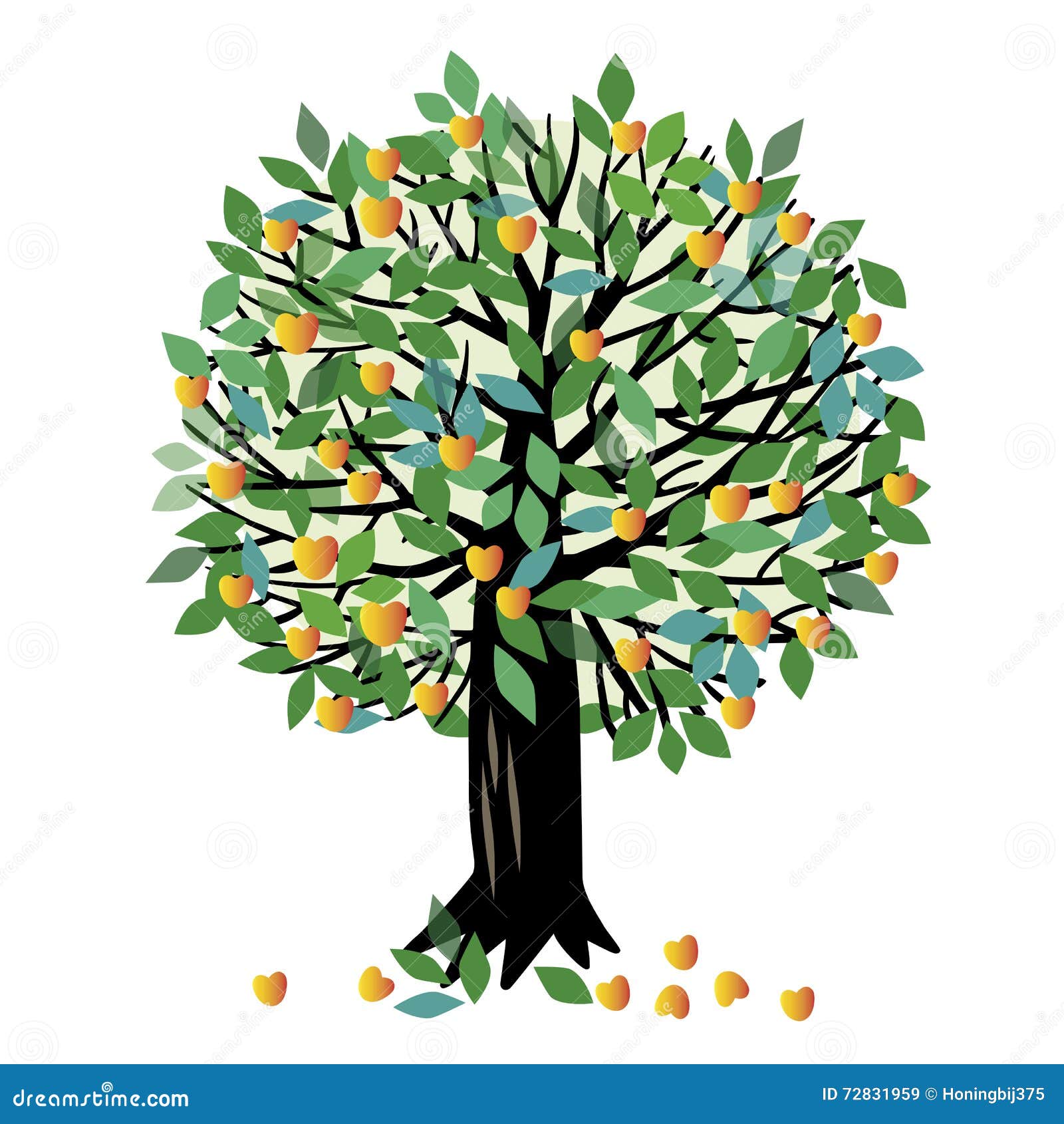 Illustration Apricot tree stock vector. Illustration of spherical ...