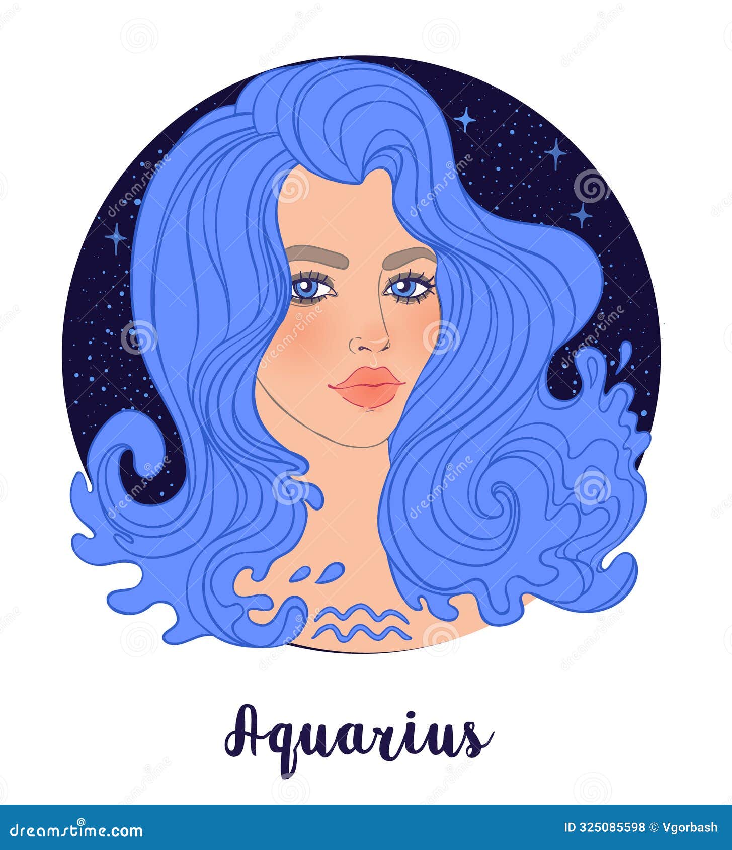 Illustration Of Aquarius Astrological Sign As A Beautiful Girl Zodiac