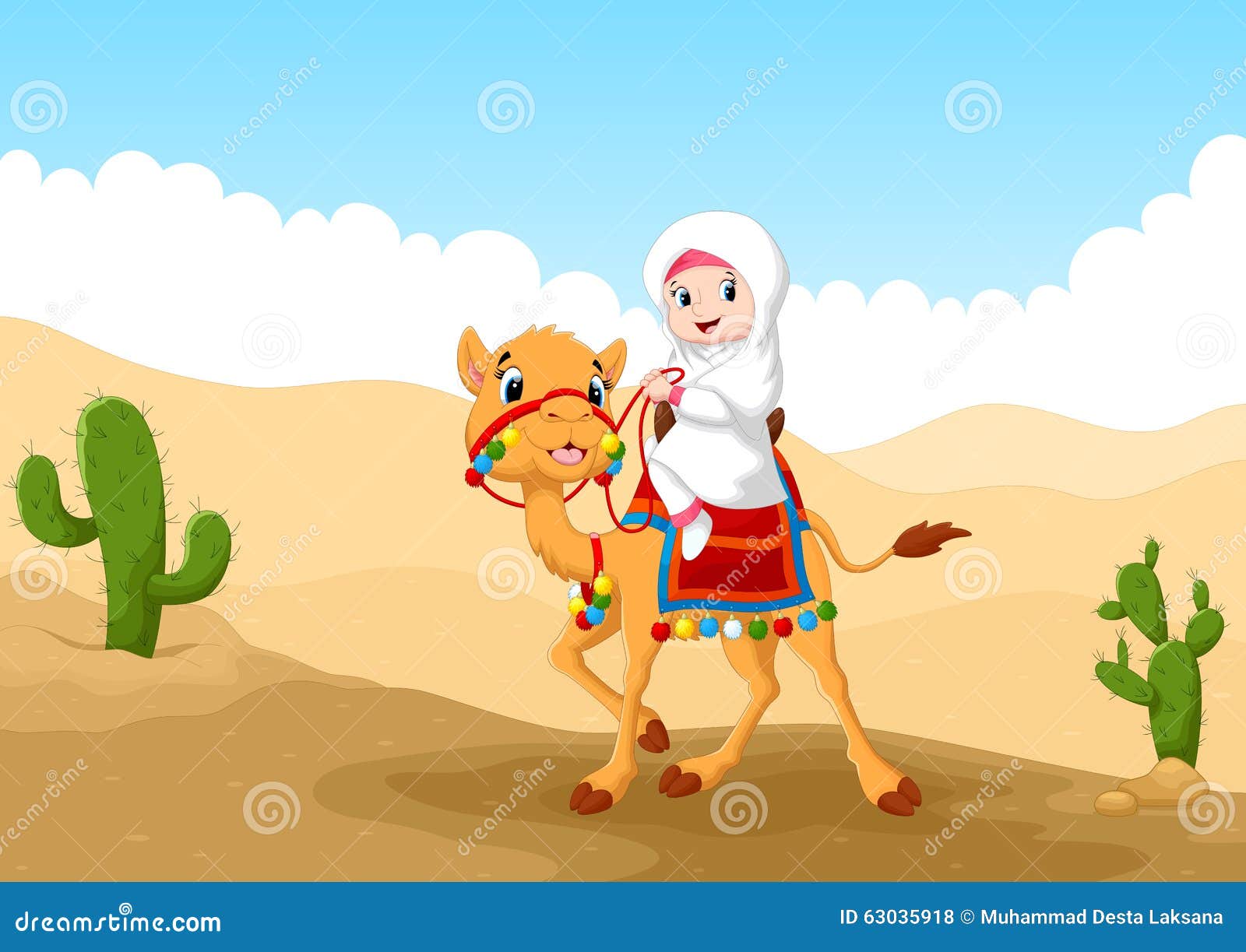 Illustration Of Arab Girl Riding A Camel In The Desert Royalty-Free ...
