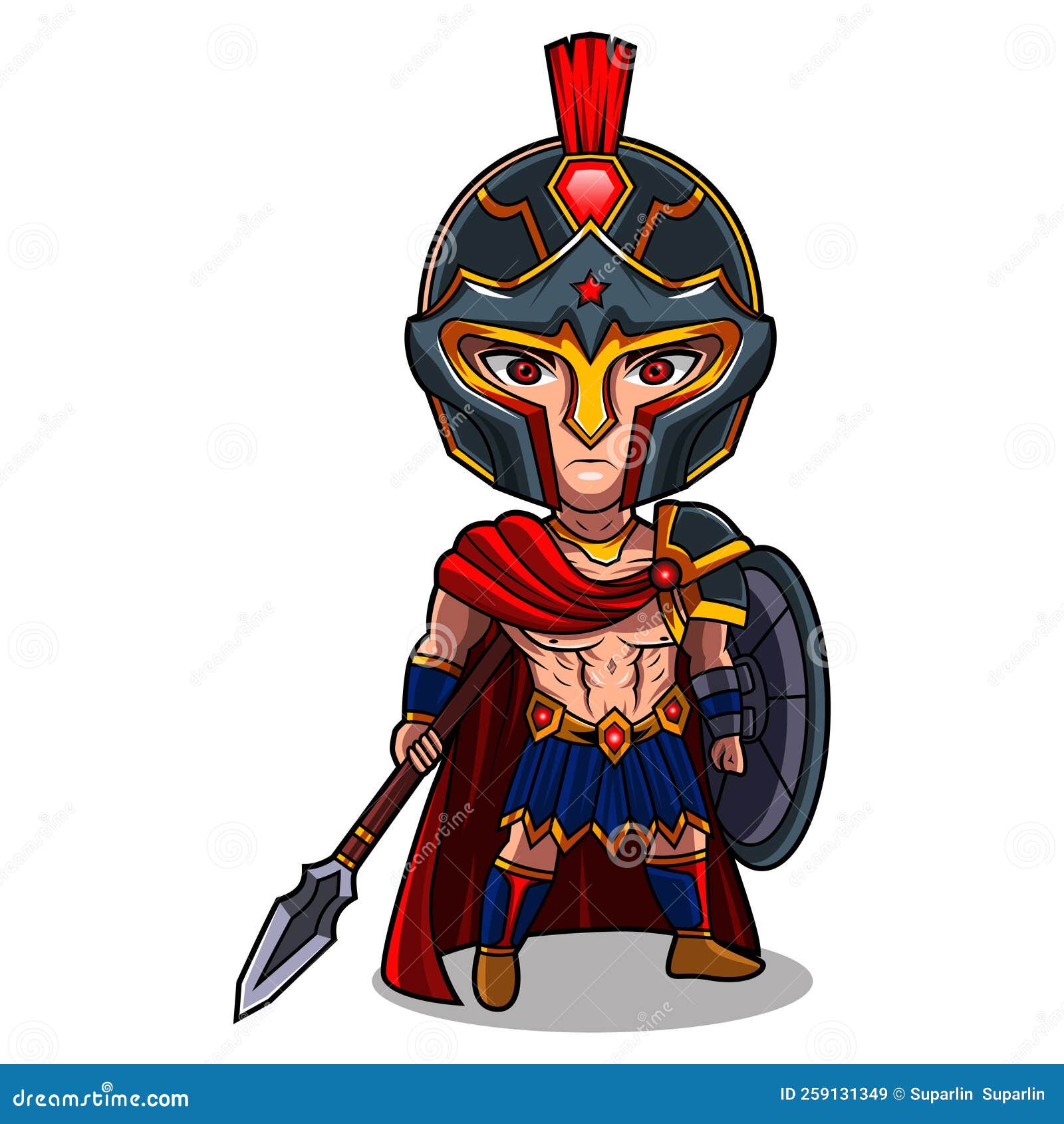 Ares Chibi Mascot Logo Design Cartoon Vector | CartoonDealer.com #259131349