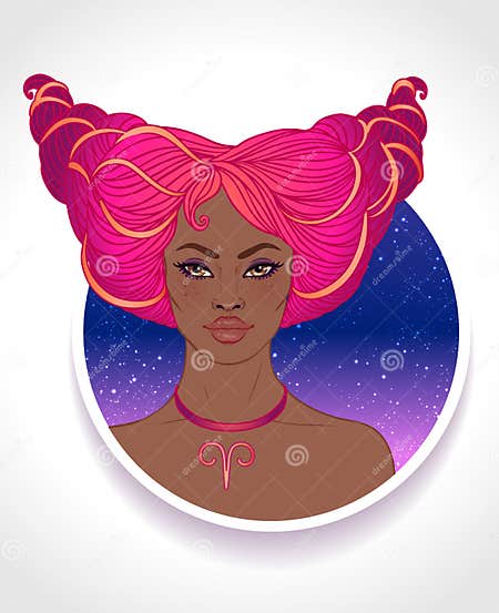 Illustration Of Aries Astrological Sign As A Beautiful African American