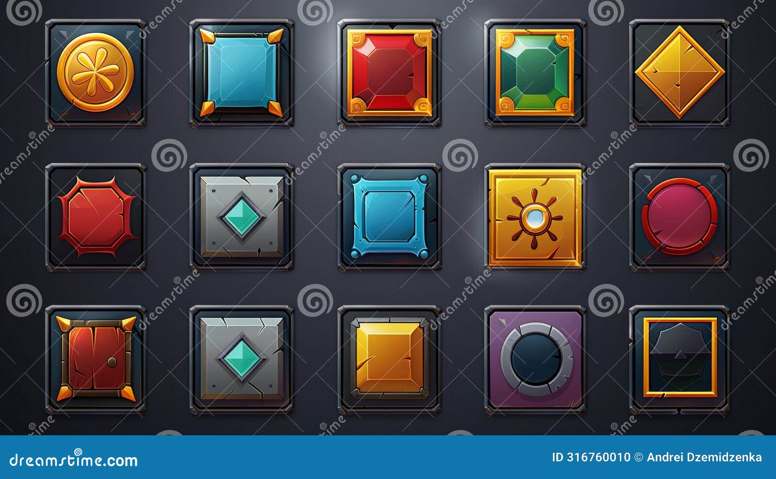 Illustration of Art Deco Style Borders for Rpg Interface Design. Square ...