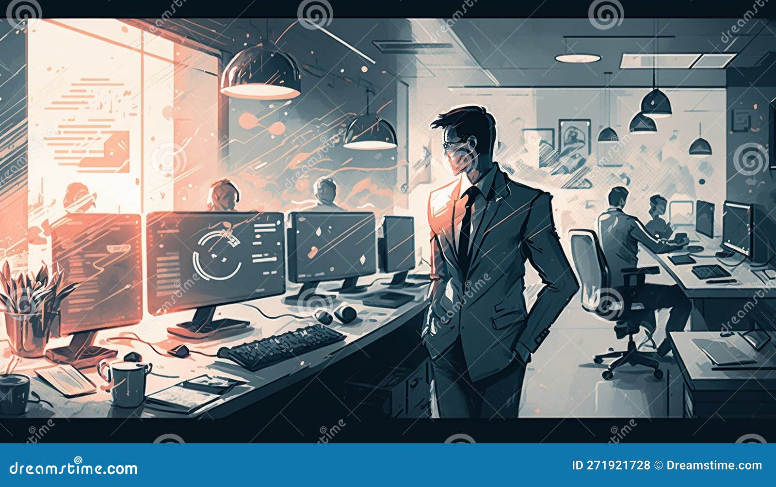 Just Another Busy Day at Work Stock Illustration - Illustration of ...