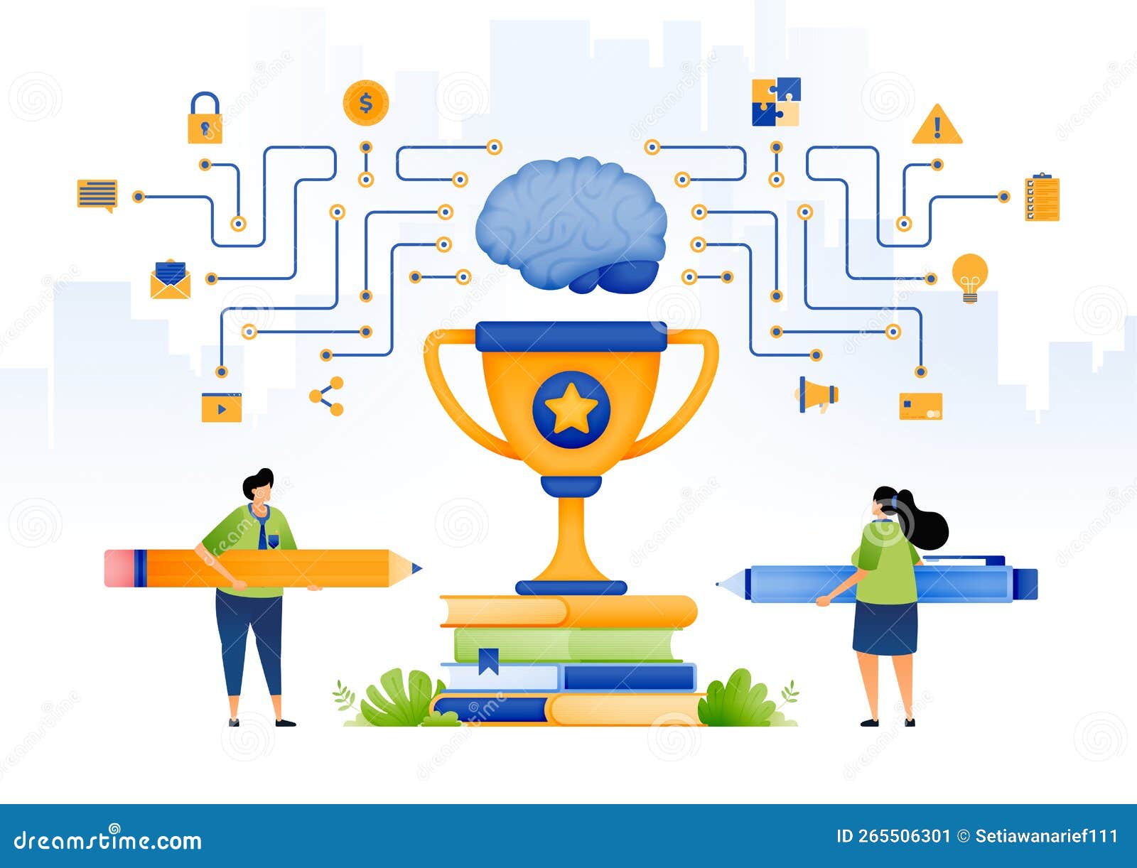 Illustration of Artificial Intelligence for Education. Student ...