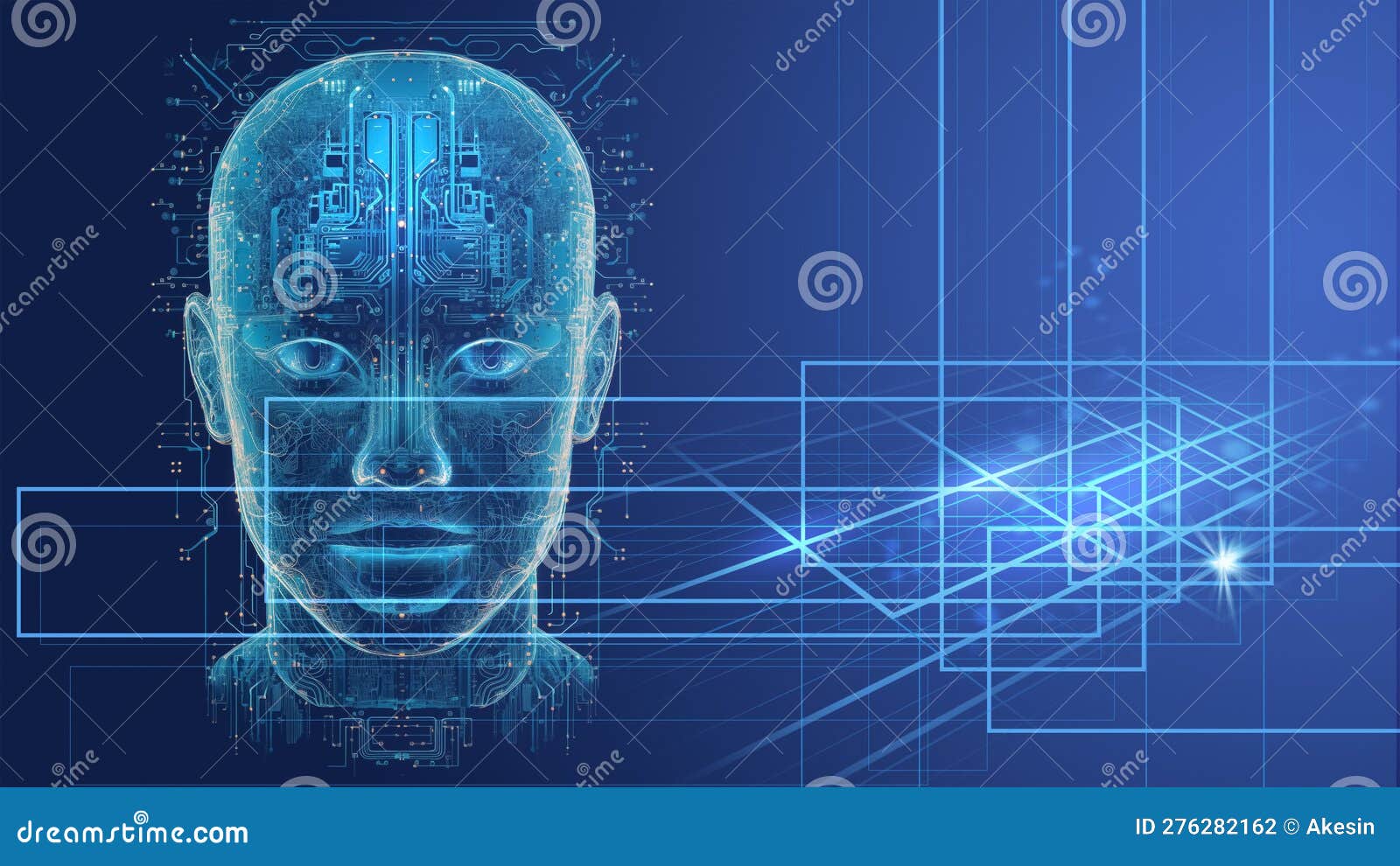 Illustration of Artificial Intelligence Head with Circuit Board Texture ...
