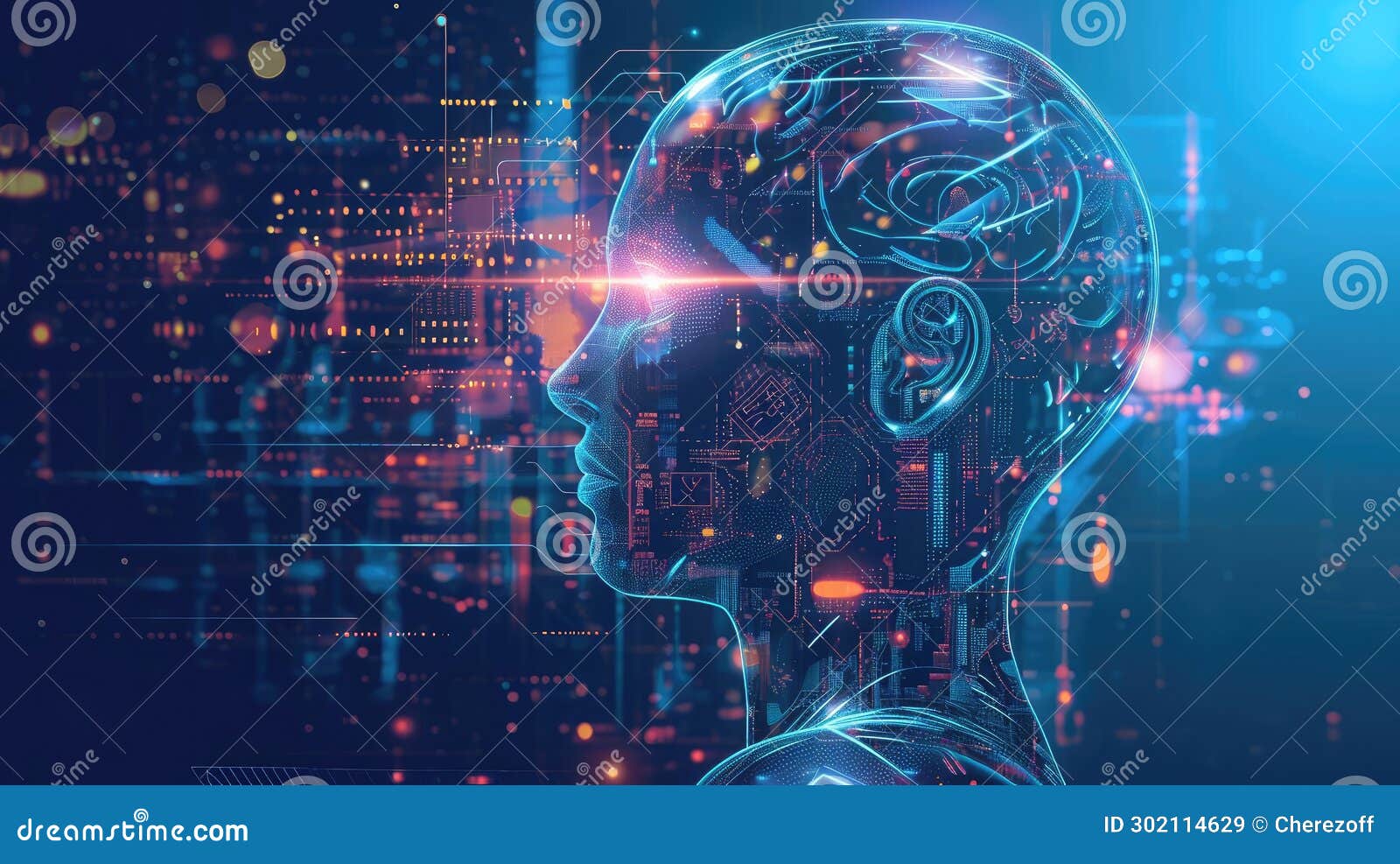 Illustration of Artificial Intelligence and Humans Stock Image - Image ...