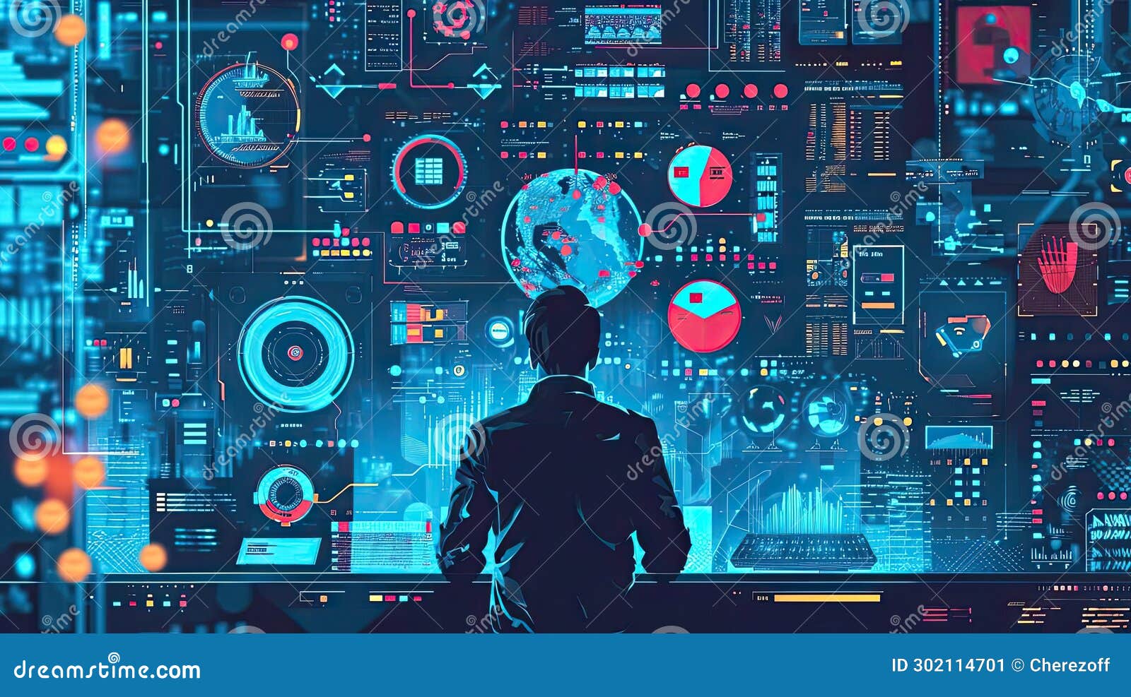 Illustration of Artificial Intelligence and Humans Stock Illustration ...